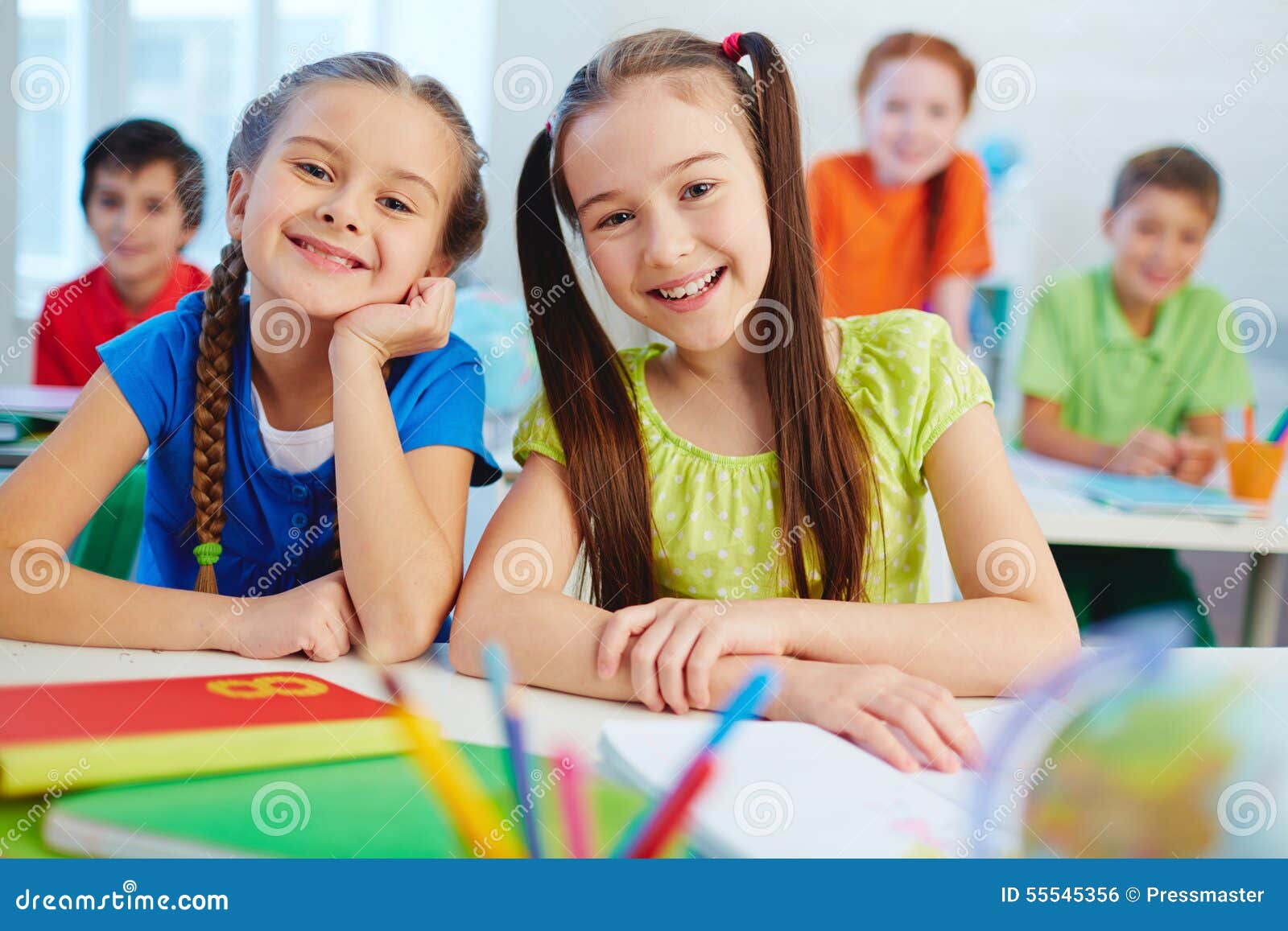 Girls at lesson stock photo. Image of pretty, children - 55545356