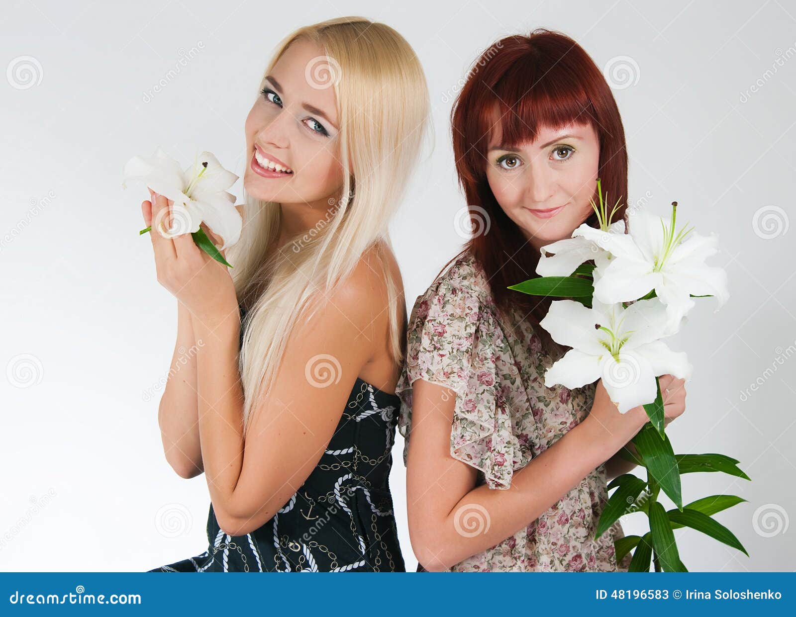Girls with lilies stock image. Image of white, lily, healthy - 48196583