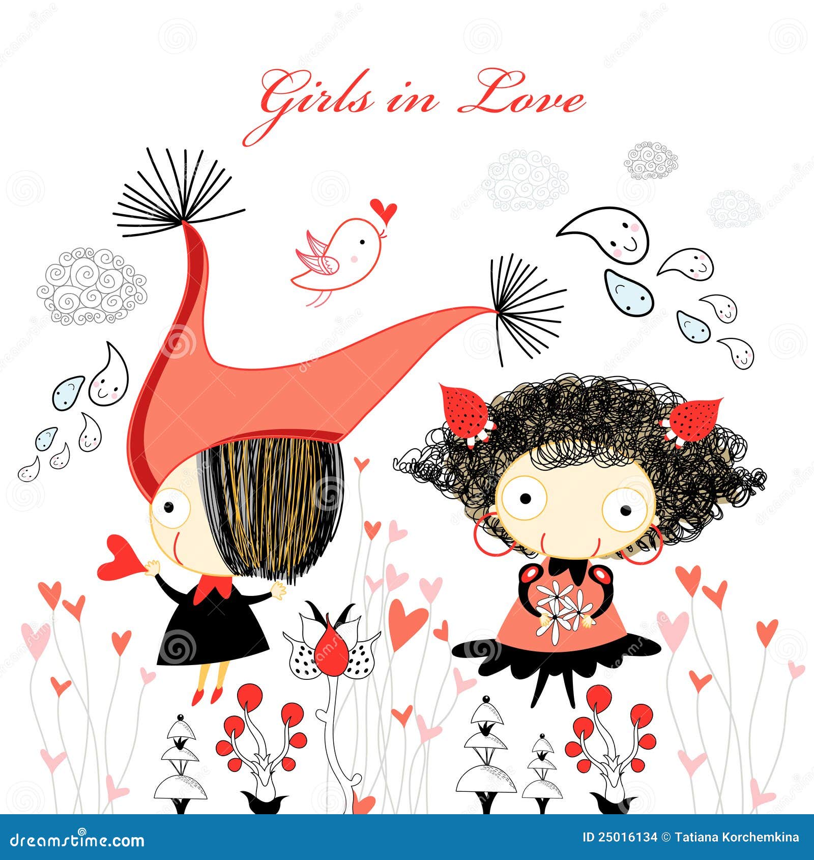 Girls in love stock vector. Illustration of silhouette - 25016134