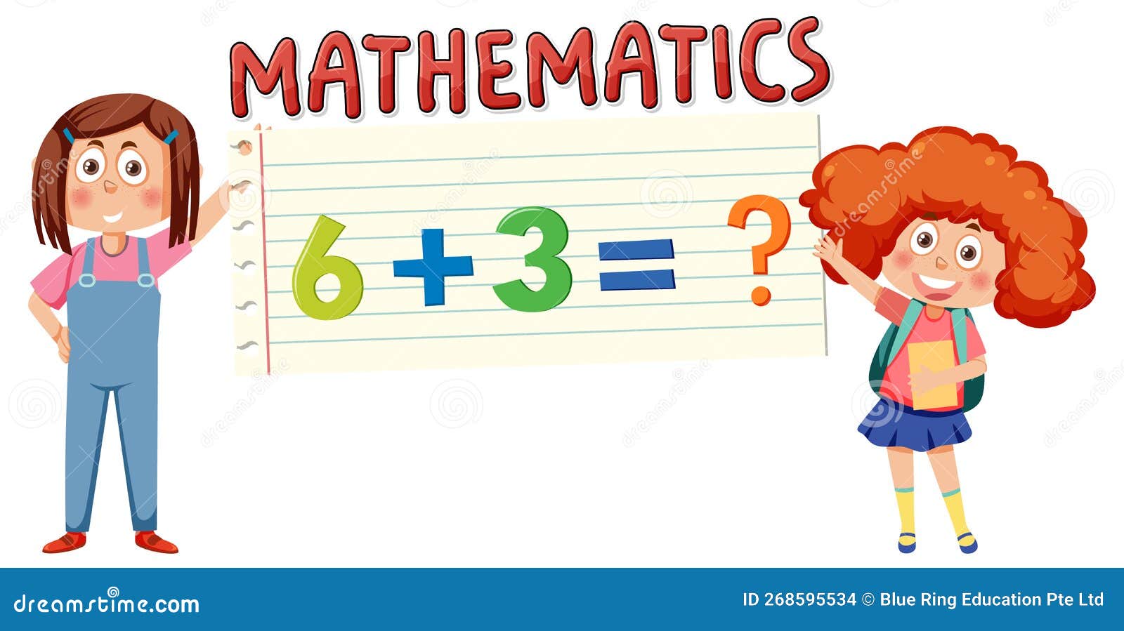 Girls with math equation stock vector. Illustration of learn - 268595534