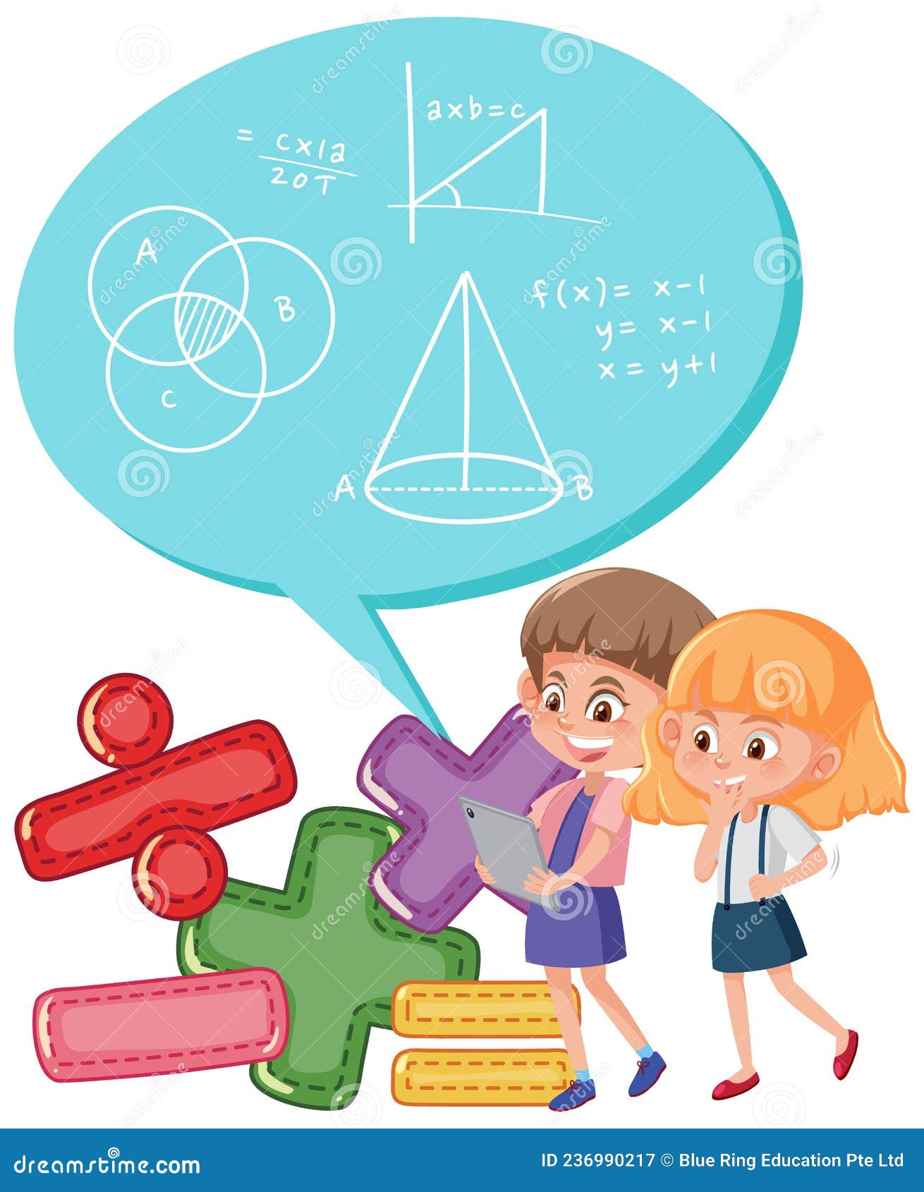 Girls with math symbols stock vector. Illustration of graph - 236990217
