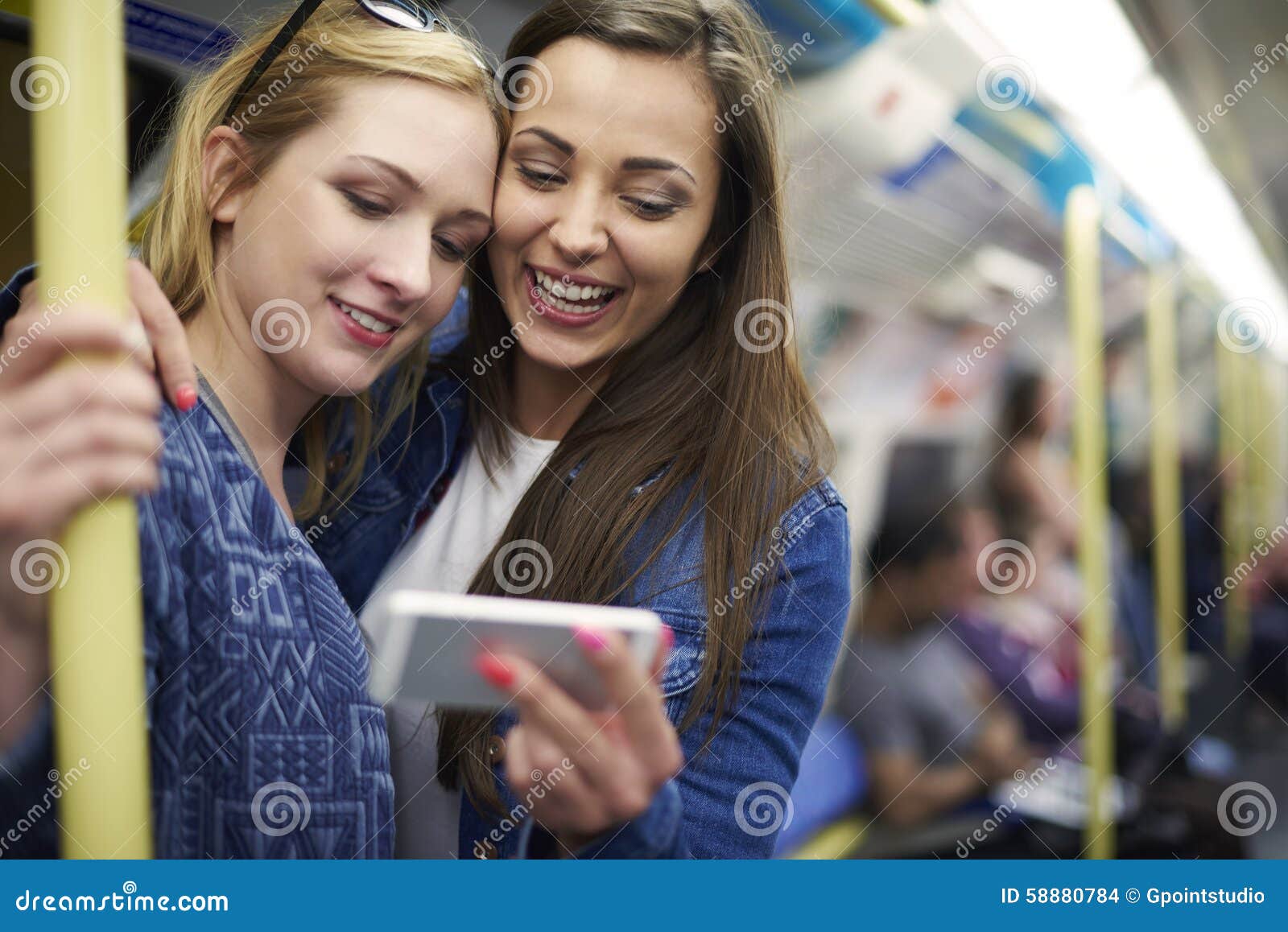Girls in metro stock photo. Image of funky, looking, mode - 58880784