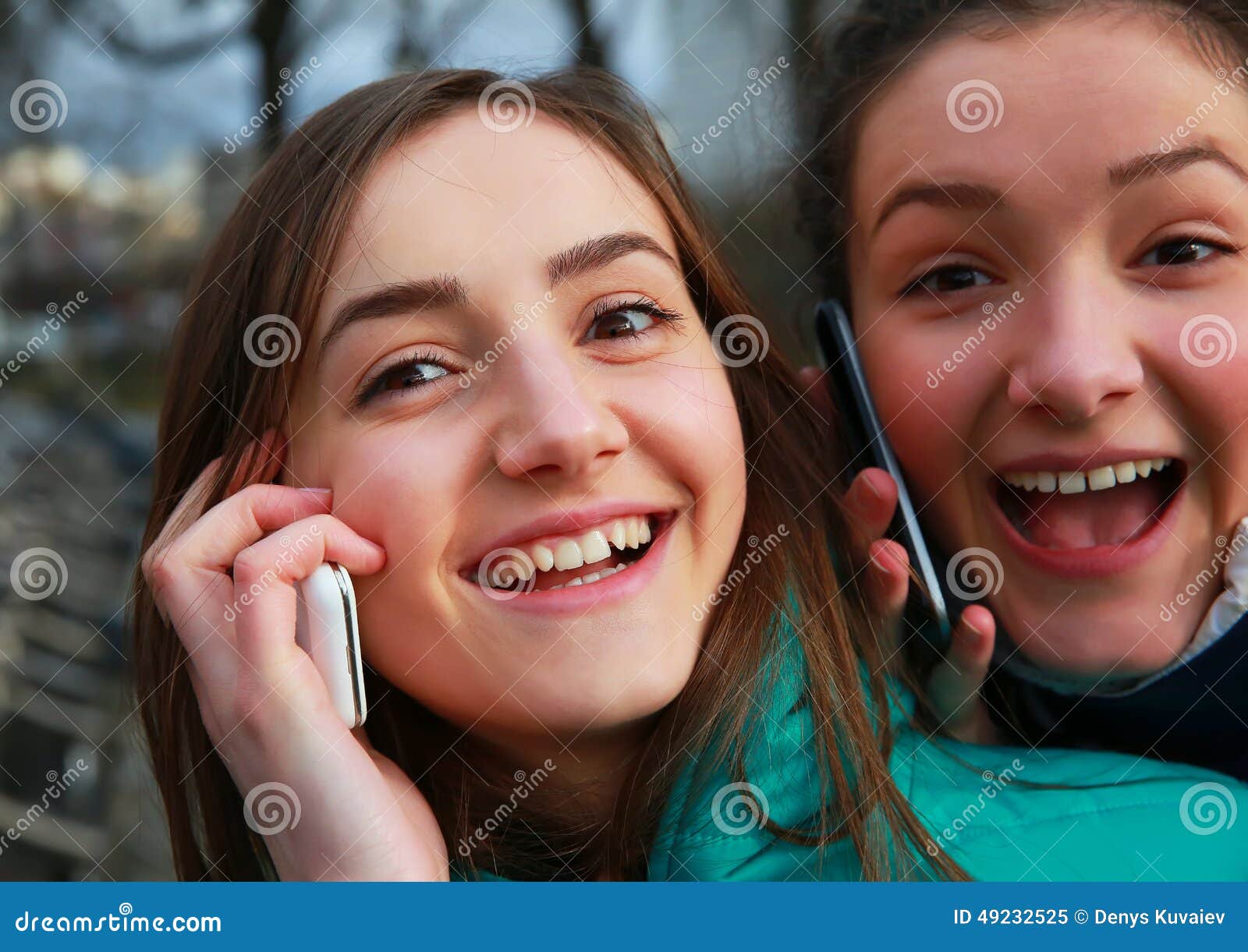 Girls with a mobile phones stock image. Image of lifestyle - 49232525