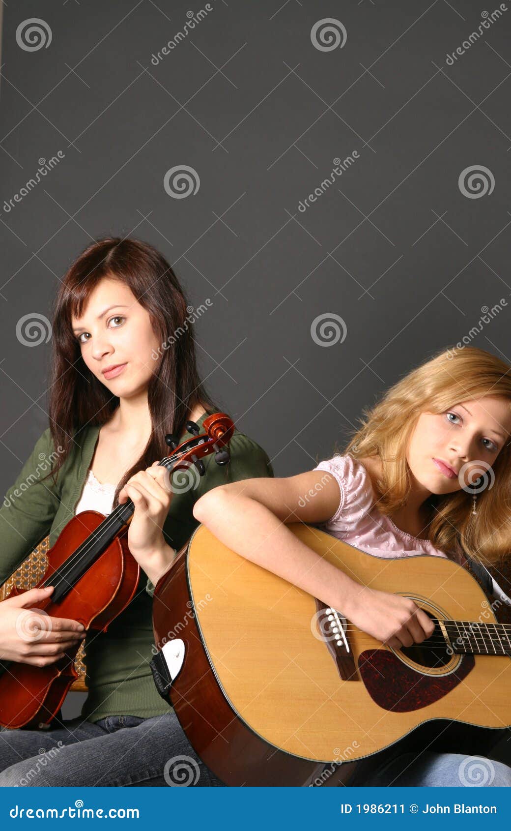 Girls With Musical Instruments Stock Image | CartoonDealer.com #1986211