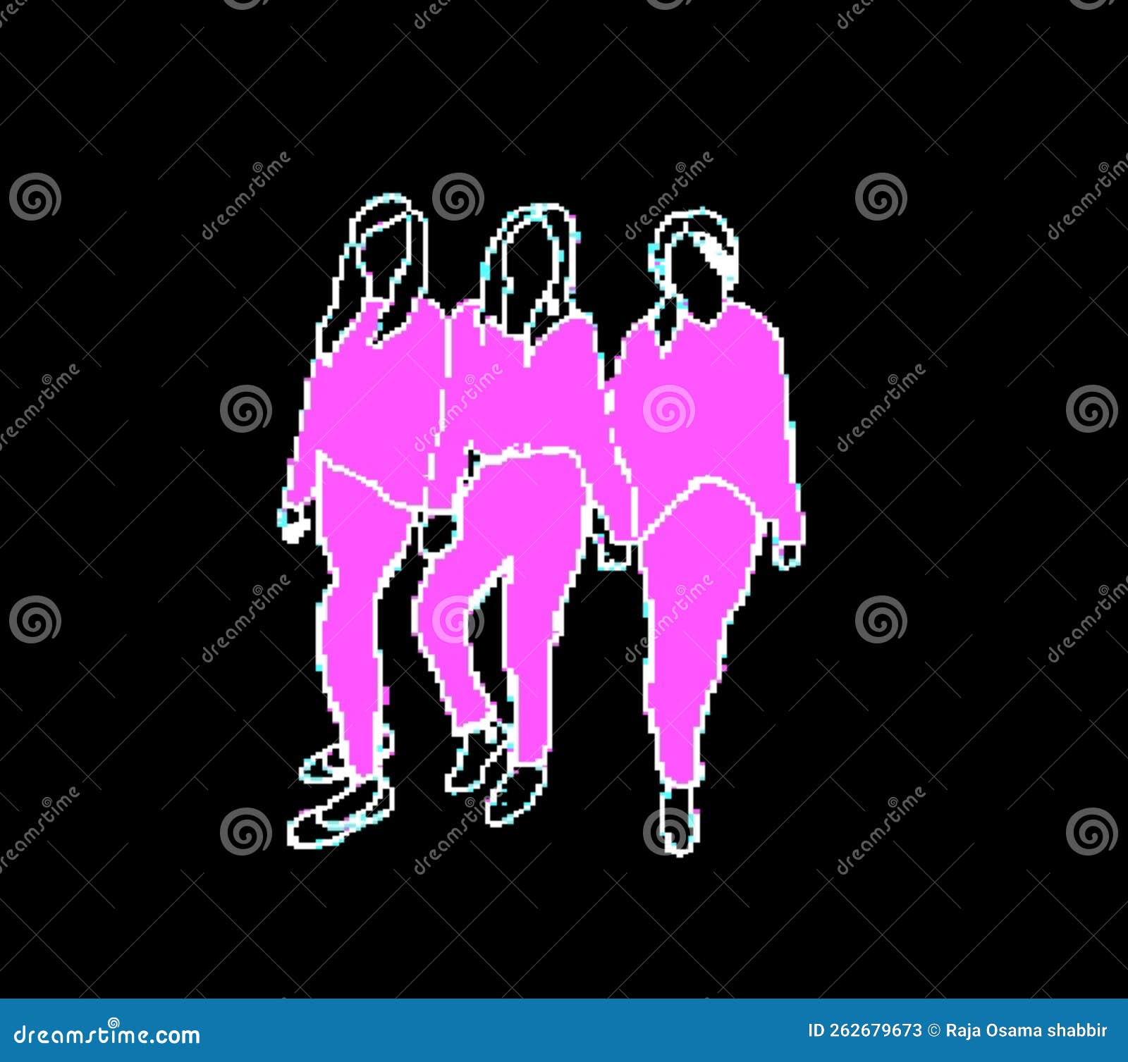 Girls Neon Effects Pink Colour Stock Illustration - Illustration of ...