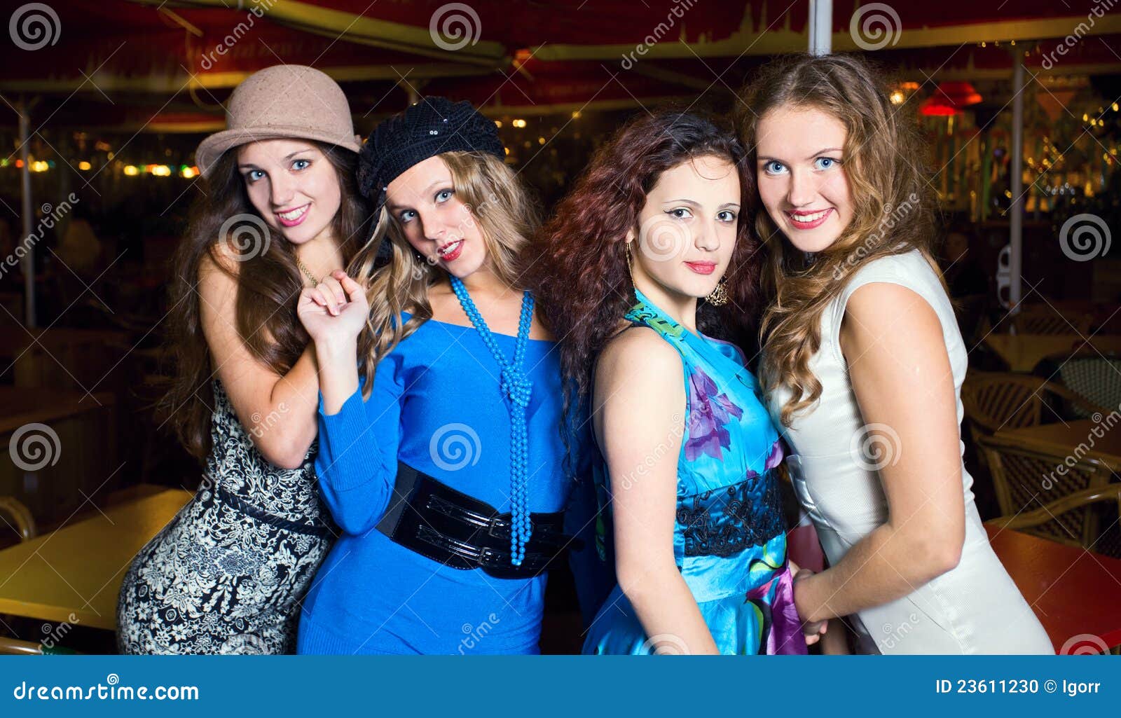 Girls in a night disco stock photo. Image of nightclub - 23611230