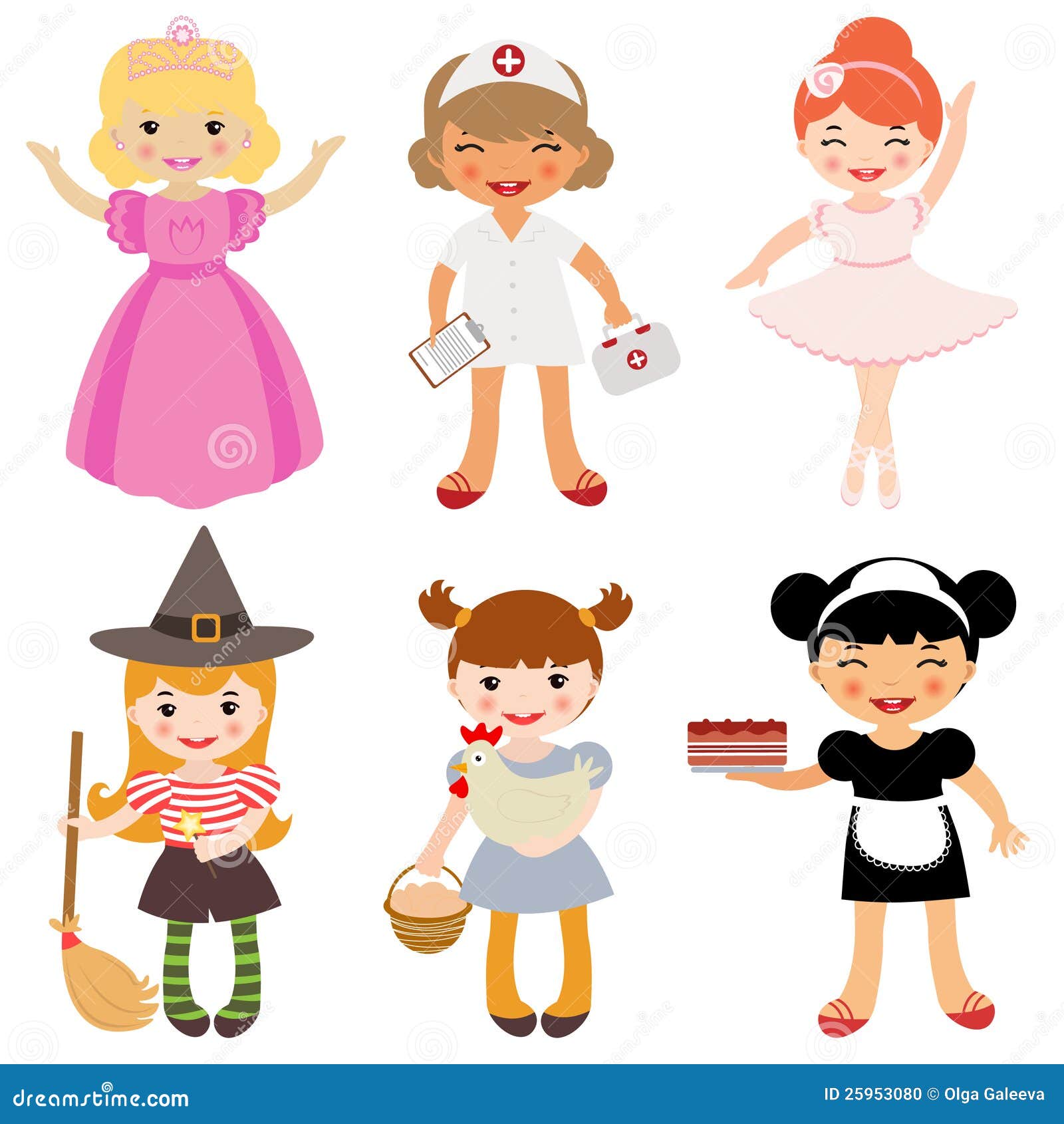 Girls occupations stock vector. Illustration of girl - 25953080