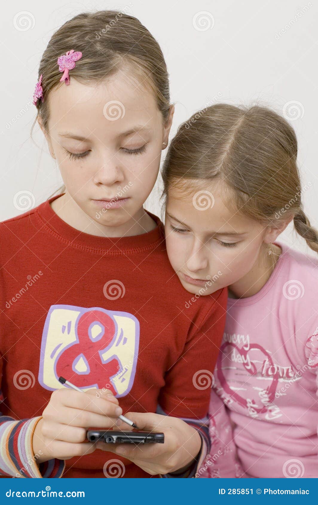 Girls / palmtop stock image. Image of friend, class, human - 285851