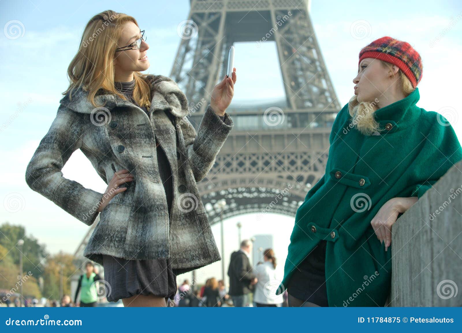 Girls in Paris stock image. Image of eiffel, left, cute - 11784875