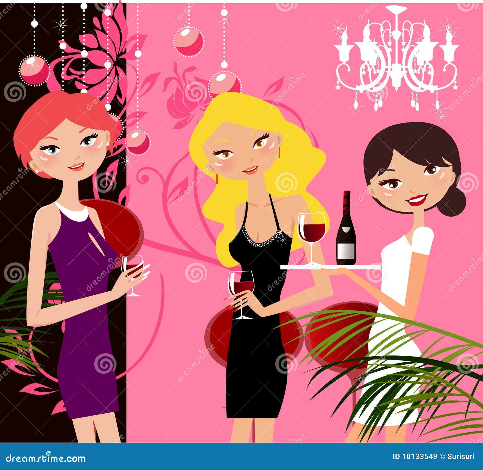 Girls in party stock vector. Illustration of drink, happiness - 10133549