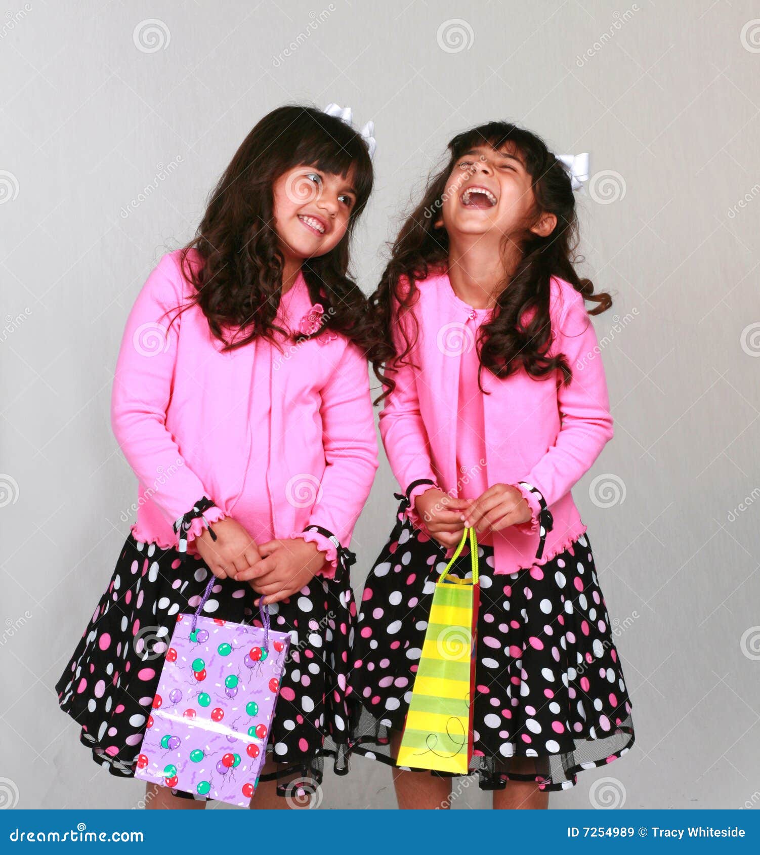 Girls with party gifts stock image. Image of childhood - 7254989