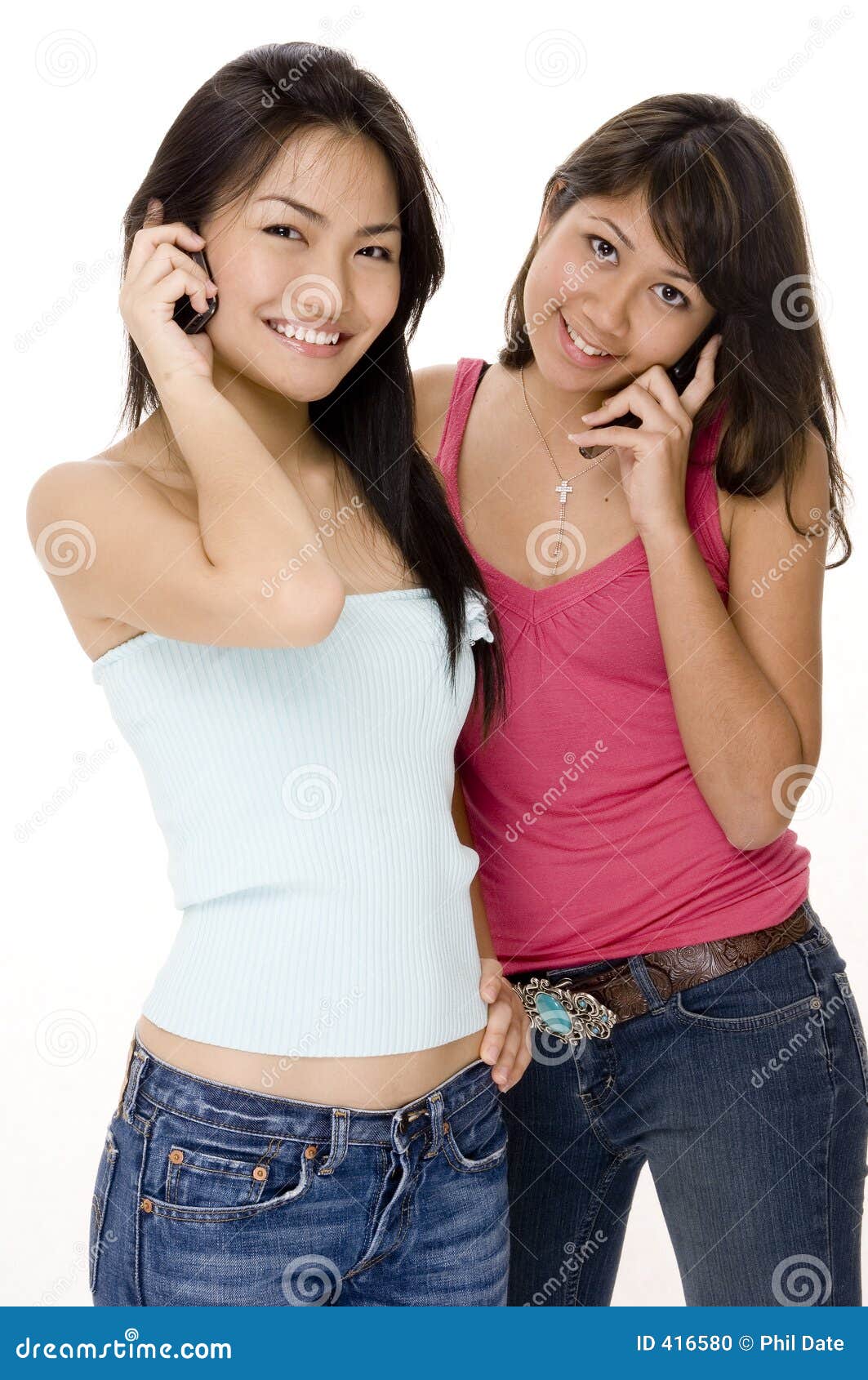 Girls and Phones 1 stock photo. Image of studio, chinese - 416580