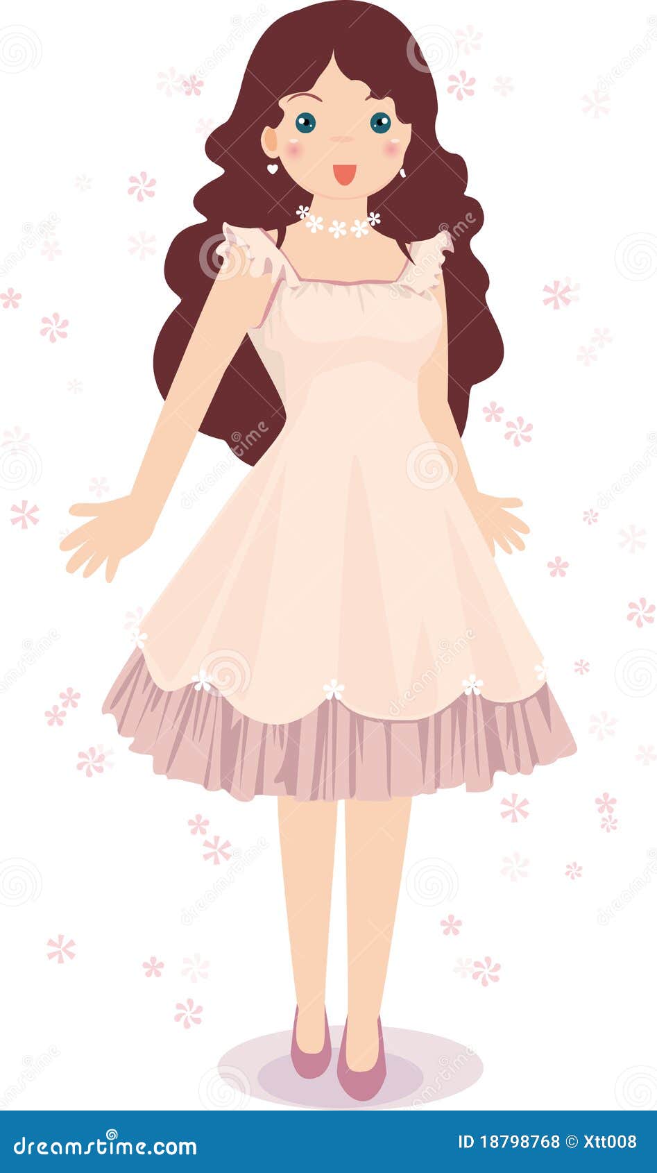 Girls Pink Dress Vector Illustration | CartoonDealer.com #18798768