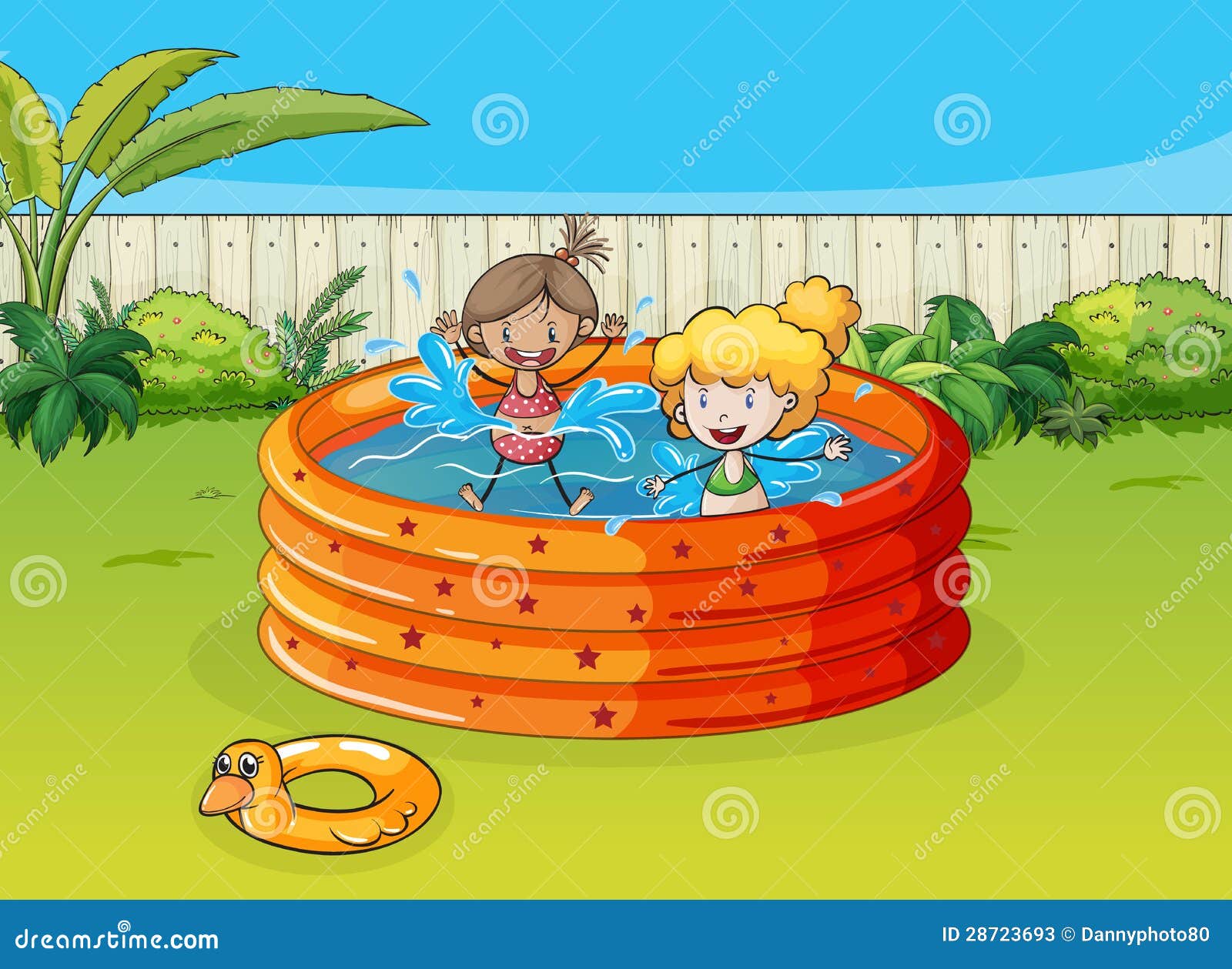 Girls Playing in Swimming Pool Stock Vector - Illustration of graphic ...