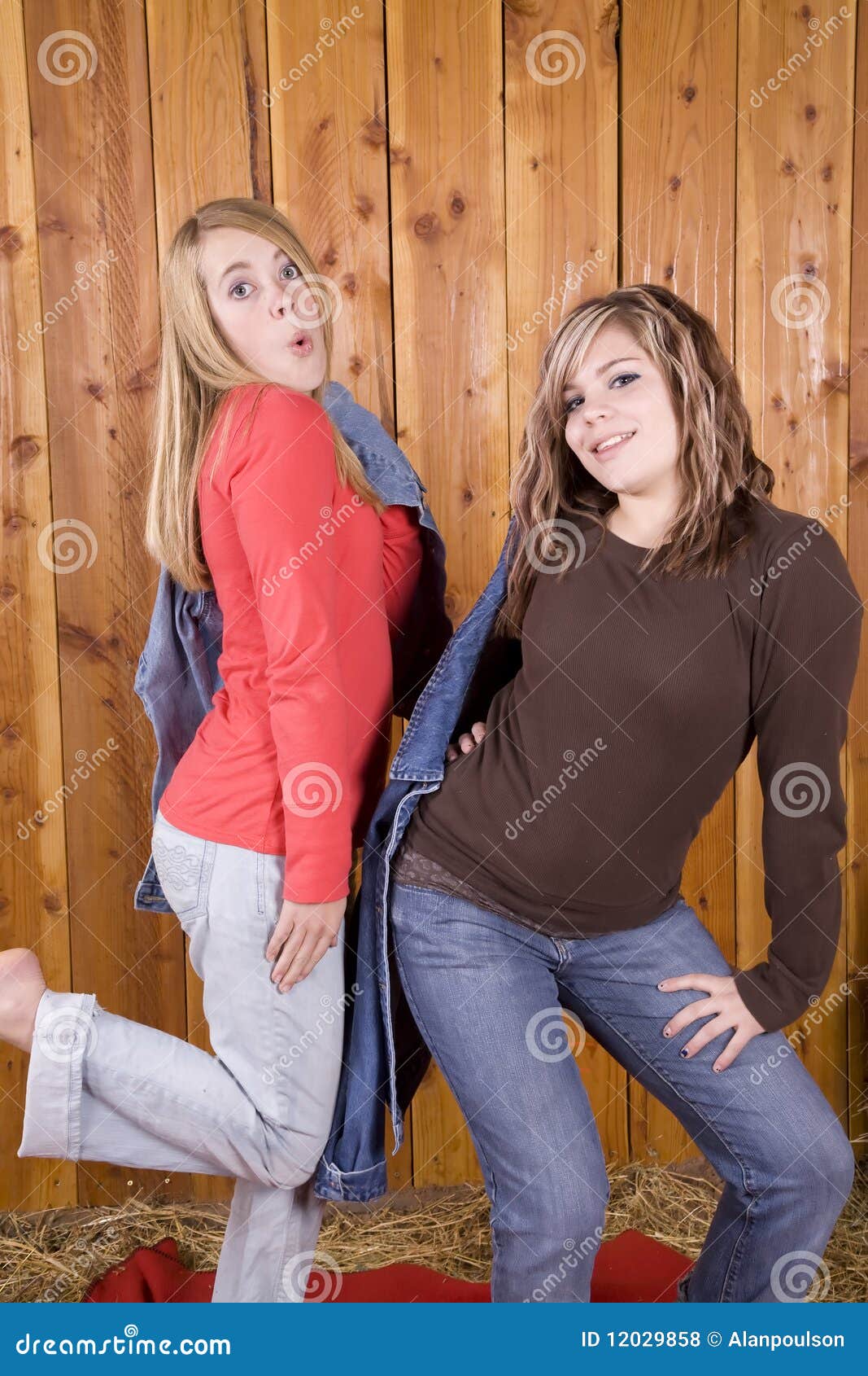 Girls posing in barn stock photo. Image of play, active - 12029858
