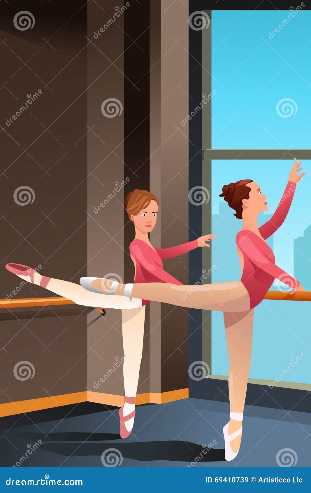 Girls Practicing Ballet stock vector. Illustration of leisure - 69410739