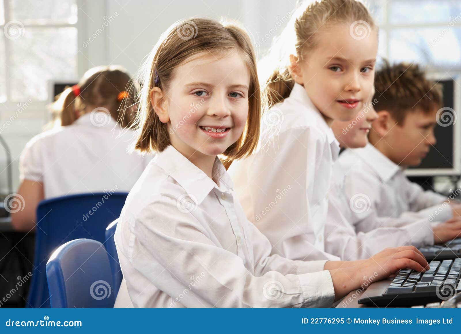 Girls in School Class Looking To Camera Stock Image - Image of children ...