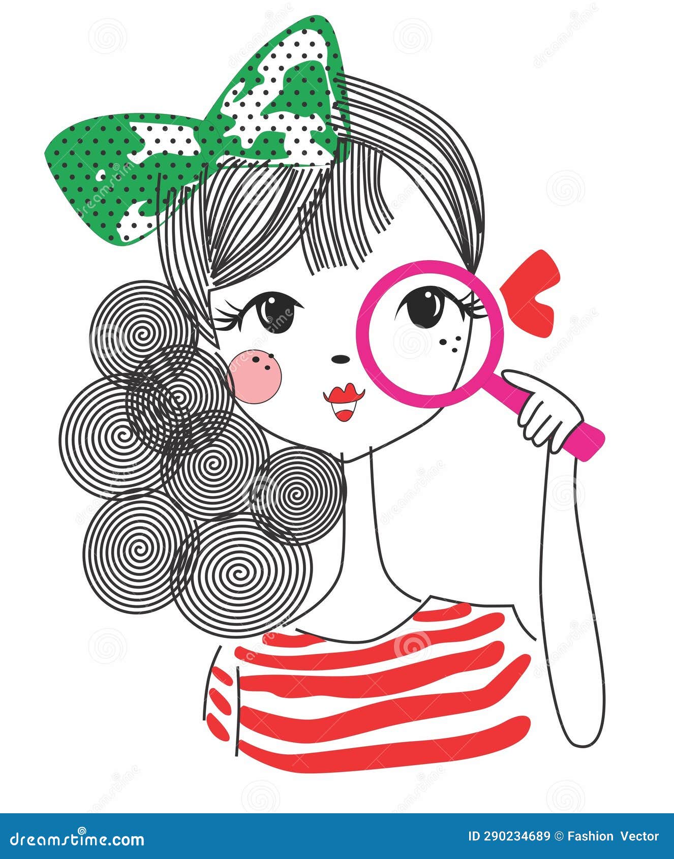 Girls Searching Print Vector Art Stock Illustration - Illustration of ...