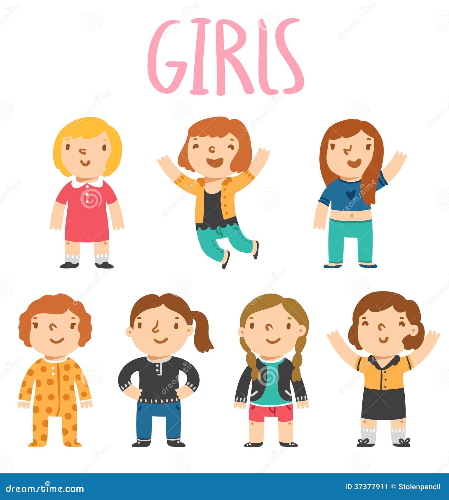 Girls stock vector. Illustration of person, elements - 37377911