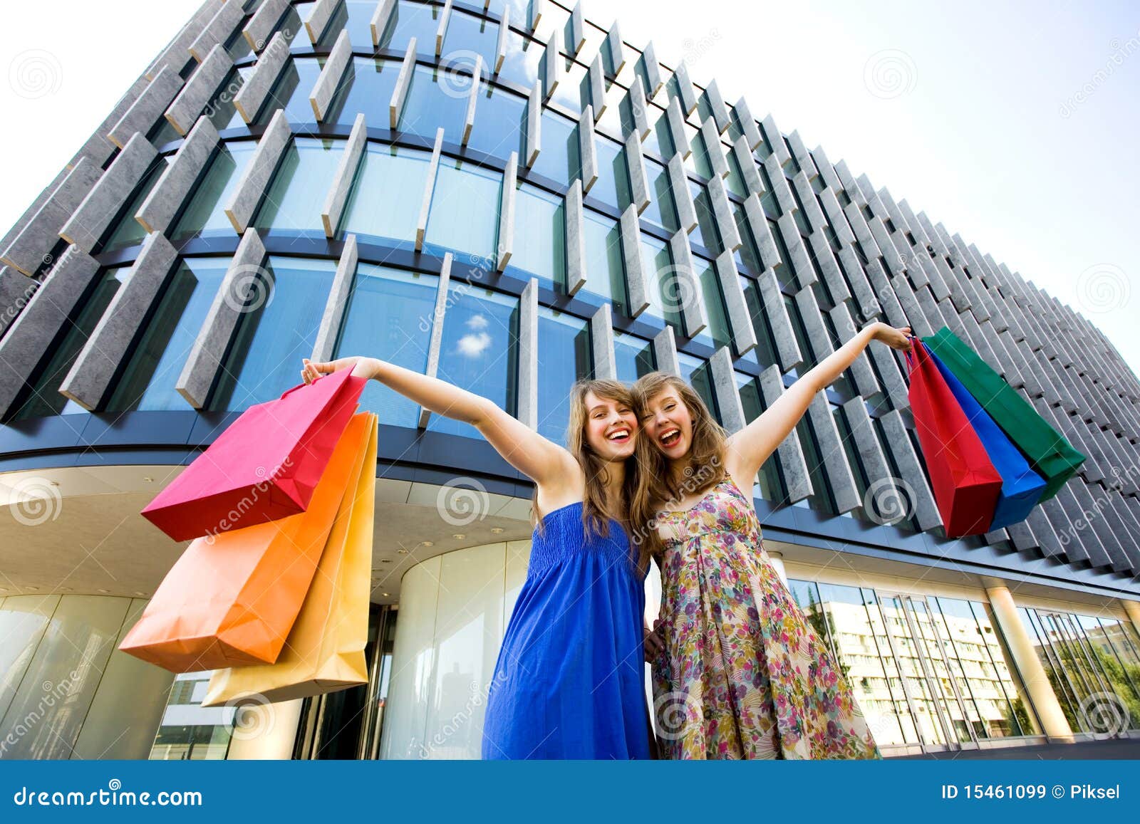 Girls with shopping bags stock image. Image of female - 15461099
