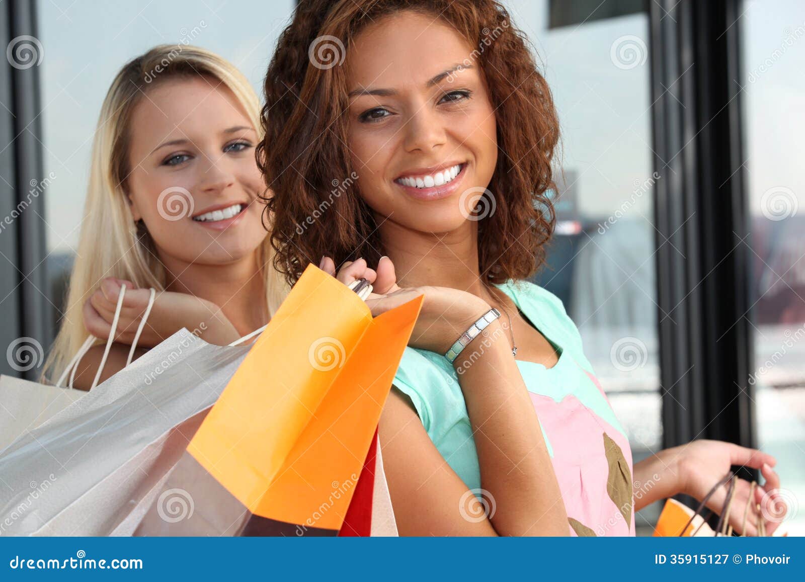 Girls shopping stock image. Image of cheerful, market - 35915127