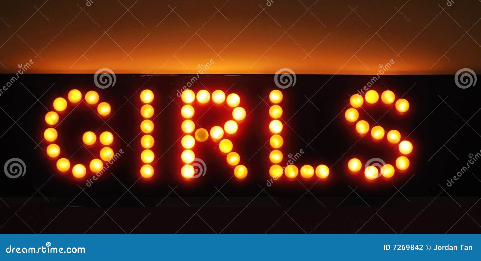 Girls sign stock photo. Image of light, female, bulb, sign - 7269842