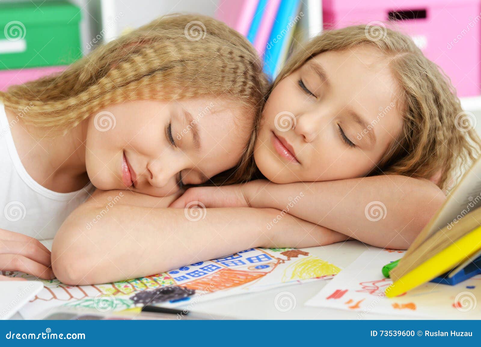 Girls sleeping at class stock photo. Image of lesson - 73539600