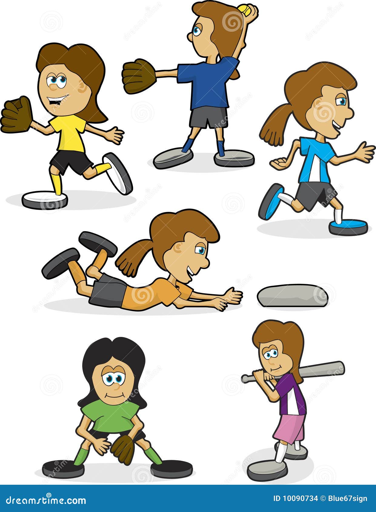 Girls Softball stock vector. Illustration of sports, hitting - 10090734