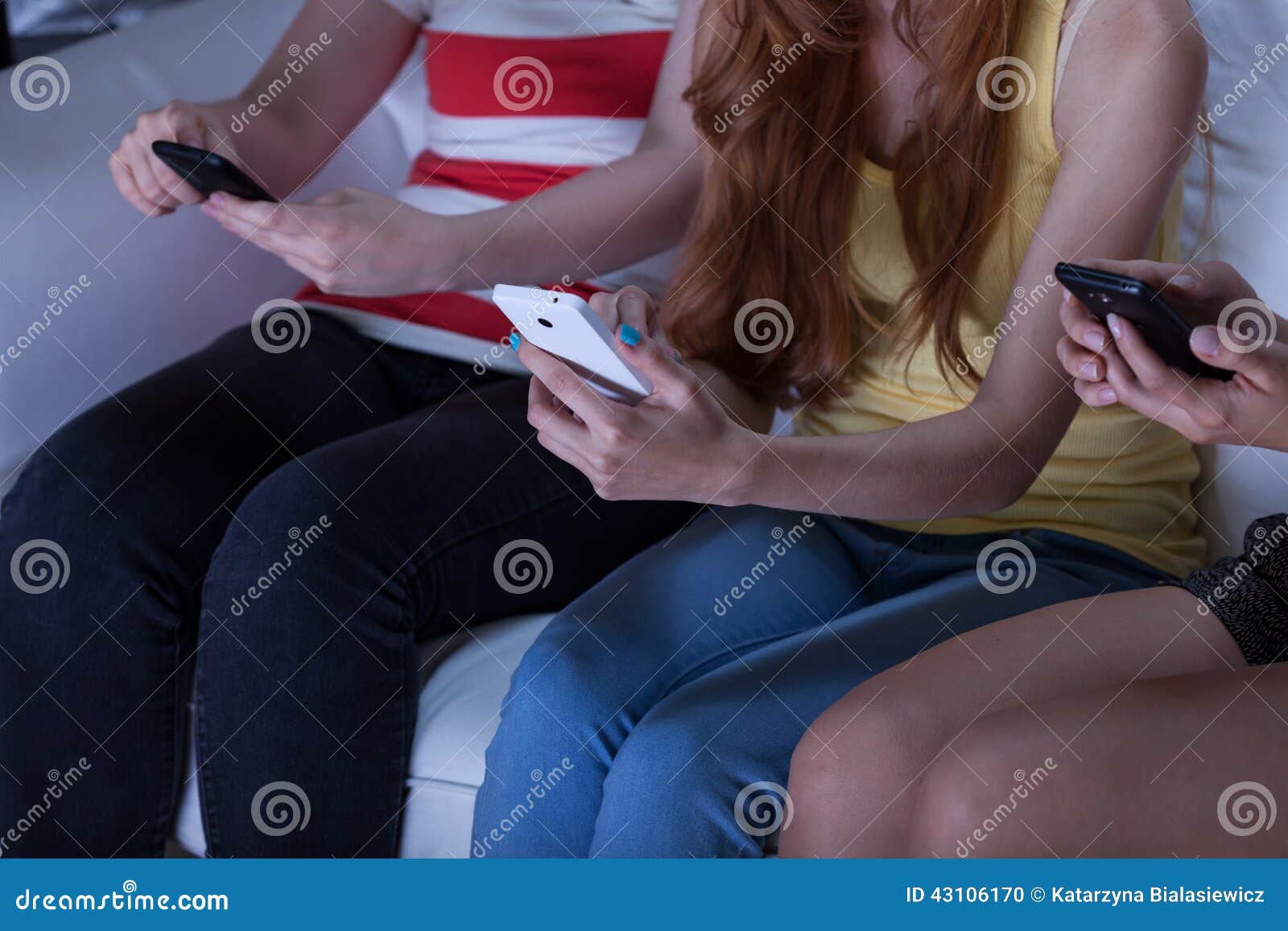 Girls Spending Free Time with Phones Stock Photo - Image of relaxing ...