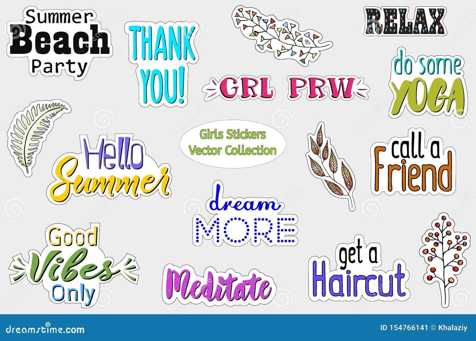 Set of Cool Stickers for Girls Stock Vector - Illustration of feminism ...