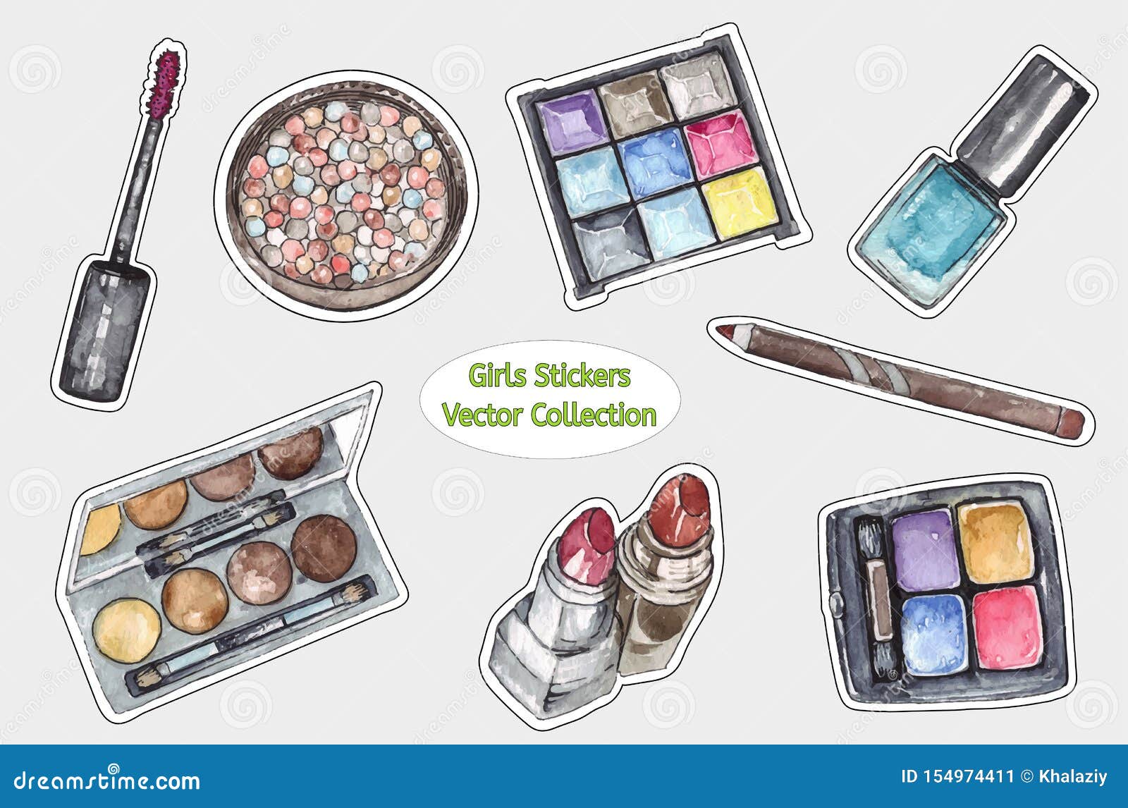 Cool Stickers for Girls with Make-up Stock Vector - Illustration of ...