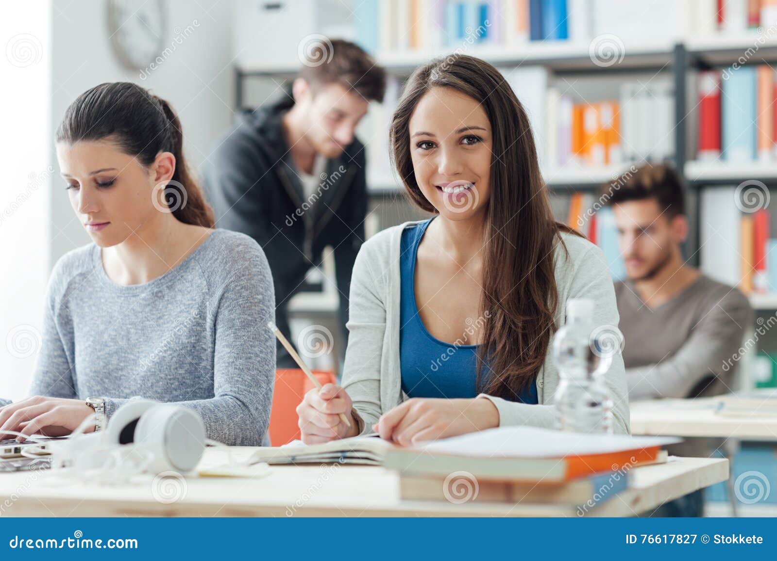 Girls Studying in the Classroom Stock Image - Image of knowledge, group ...