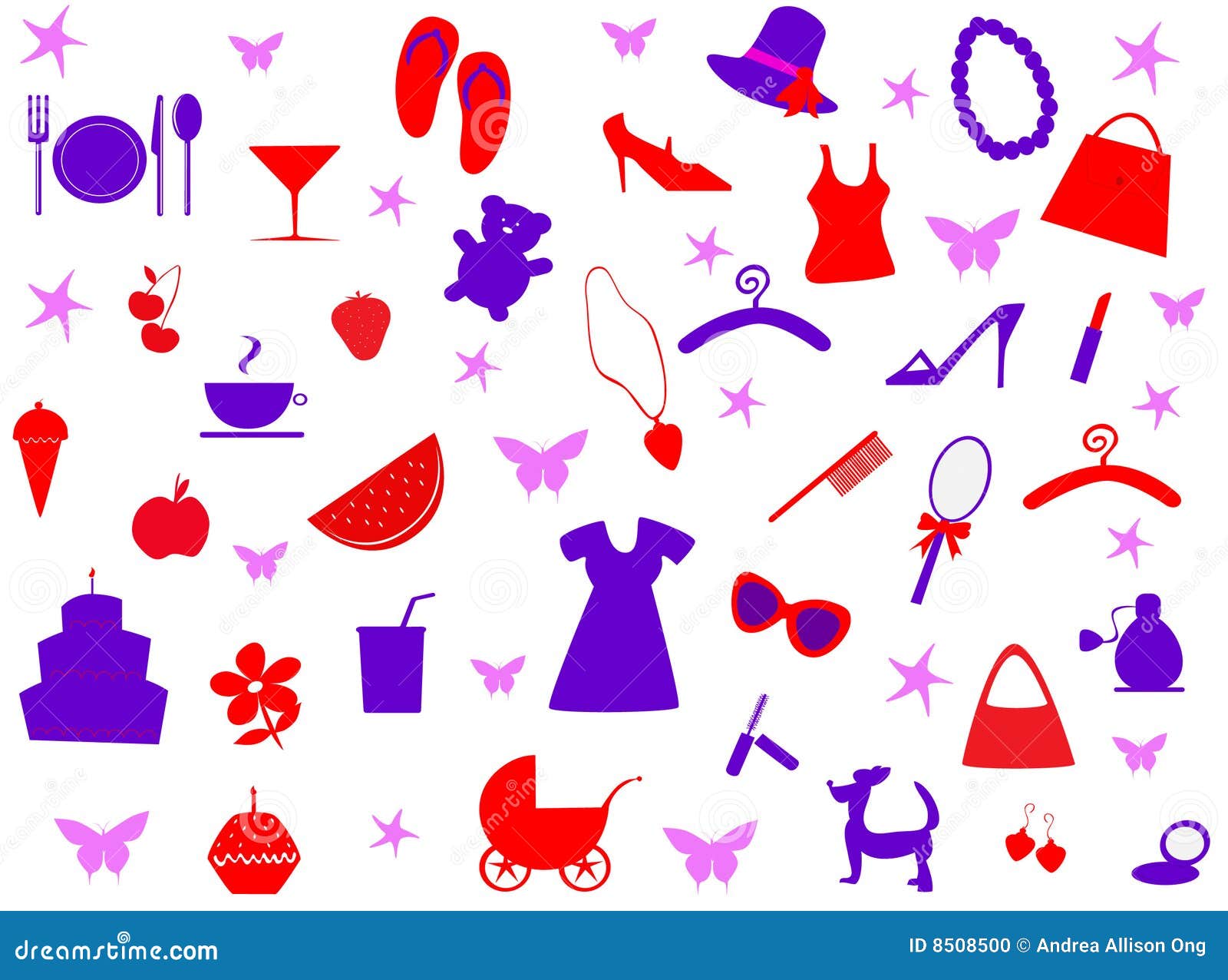 Girls stuff stock vector. Illustration of butterfly, floral - 8508500