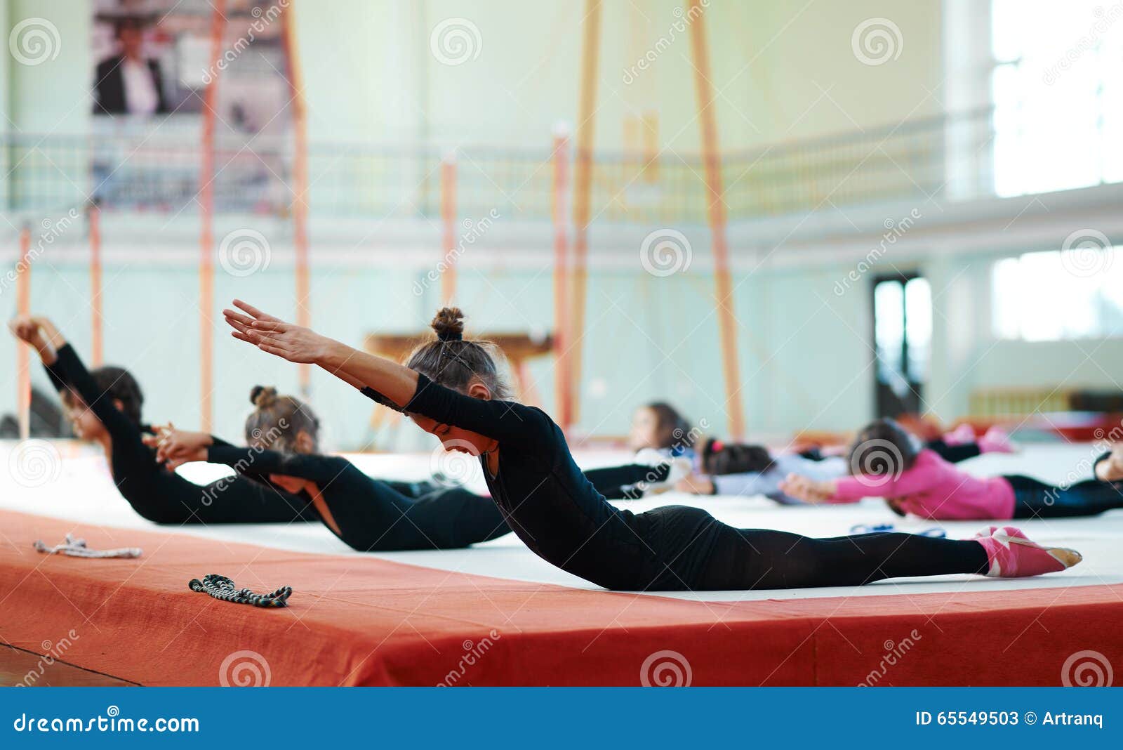 Girls Swing Back in Training Gymnastics Stock Image - Image of girls ...