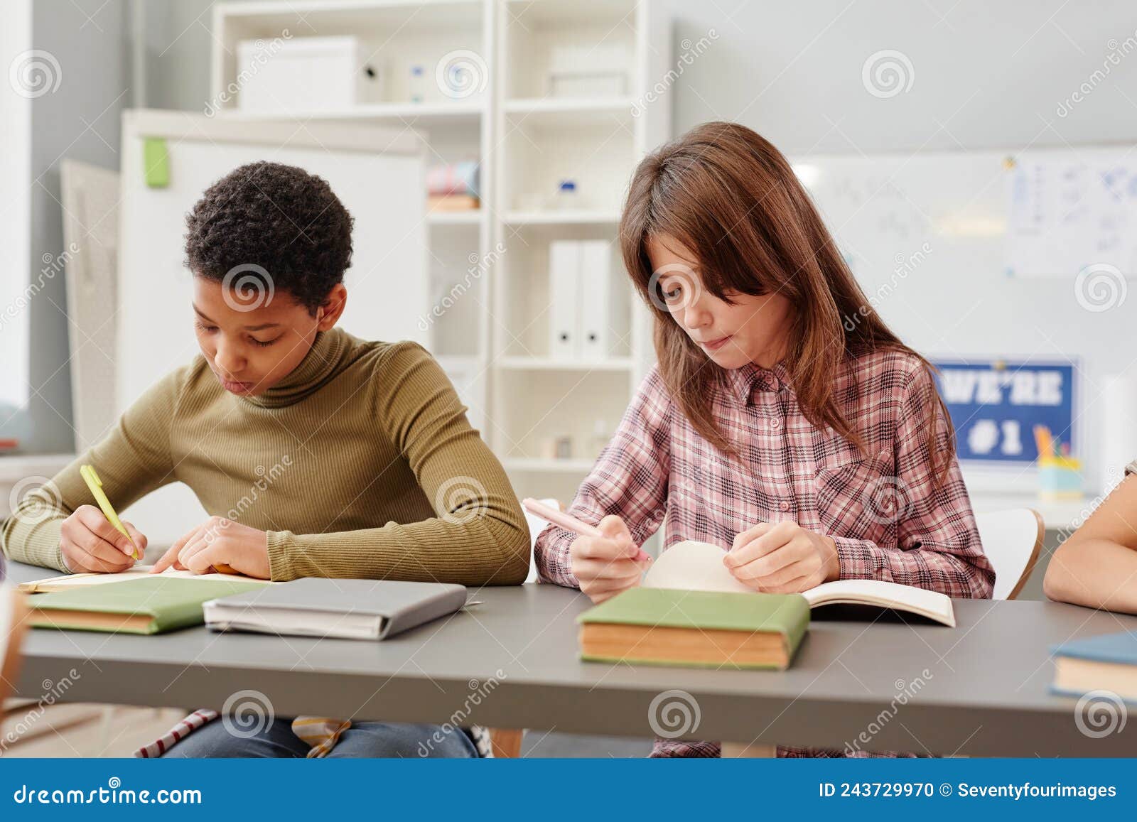 Girls Taking Test in School Stock Photo - Image of classroom, student ...