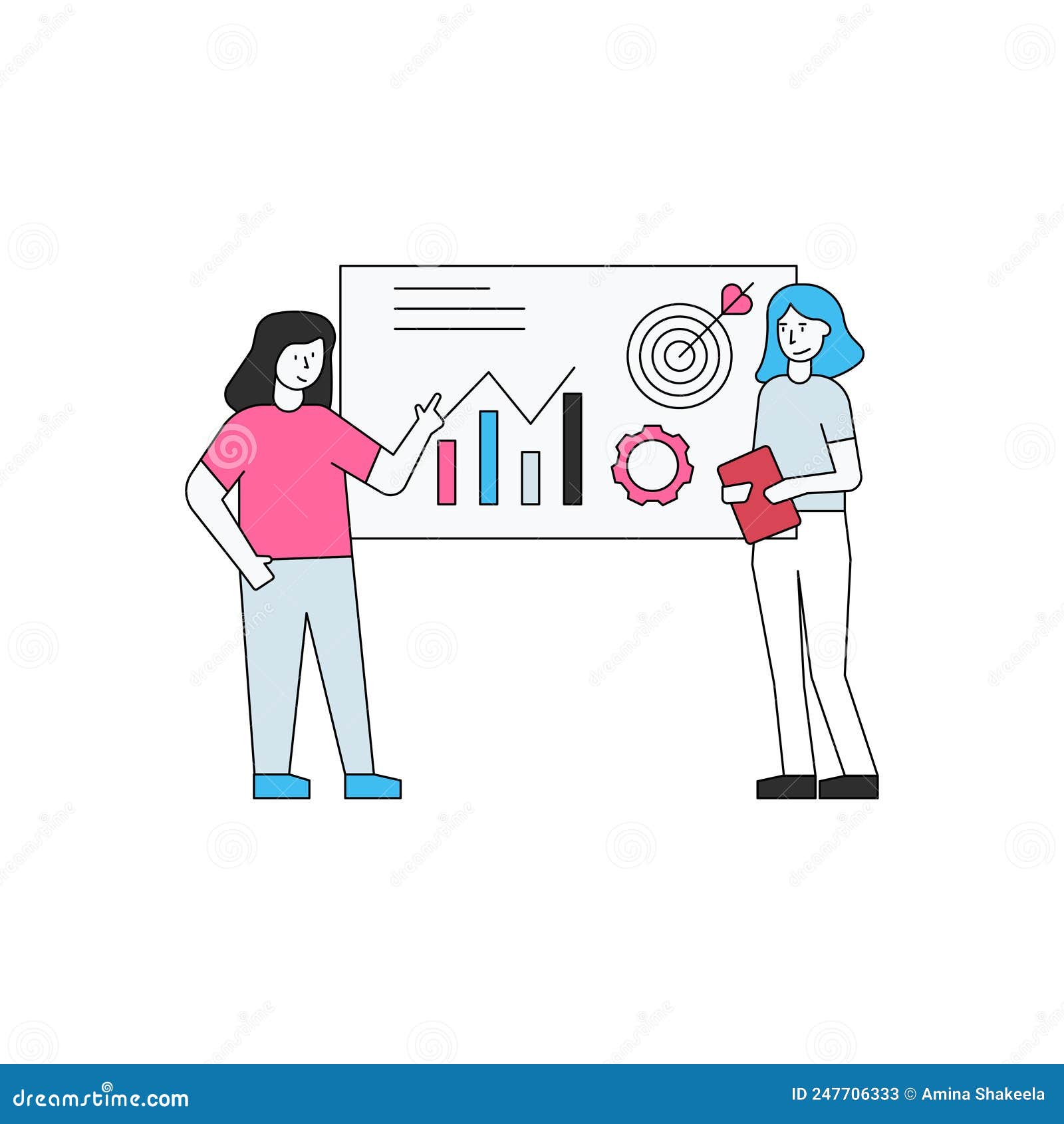 The Girls are Talking about Graph Setting Stock Illustration ...