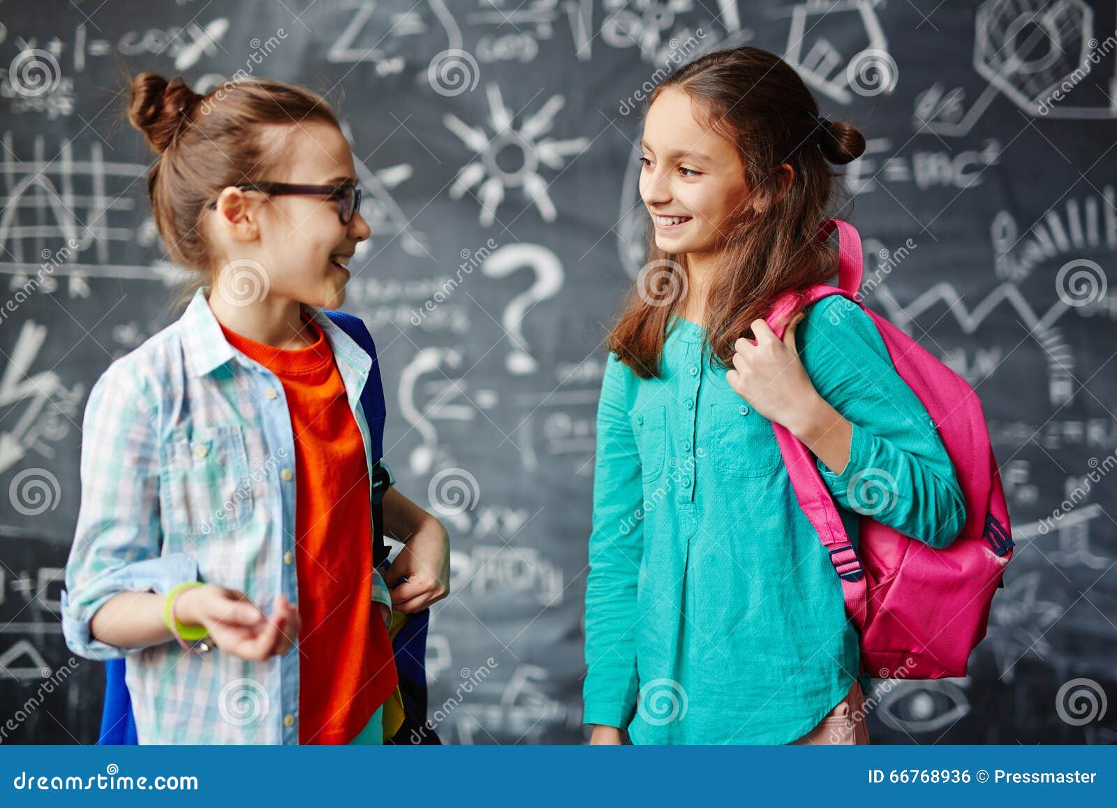 Girls talking stock photo. Image of childhood, academic - 66768936