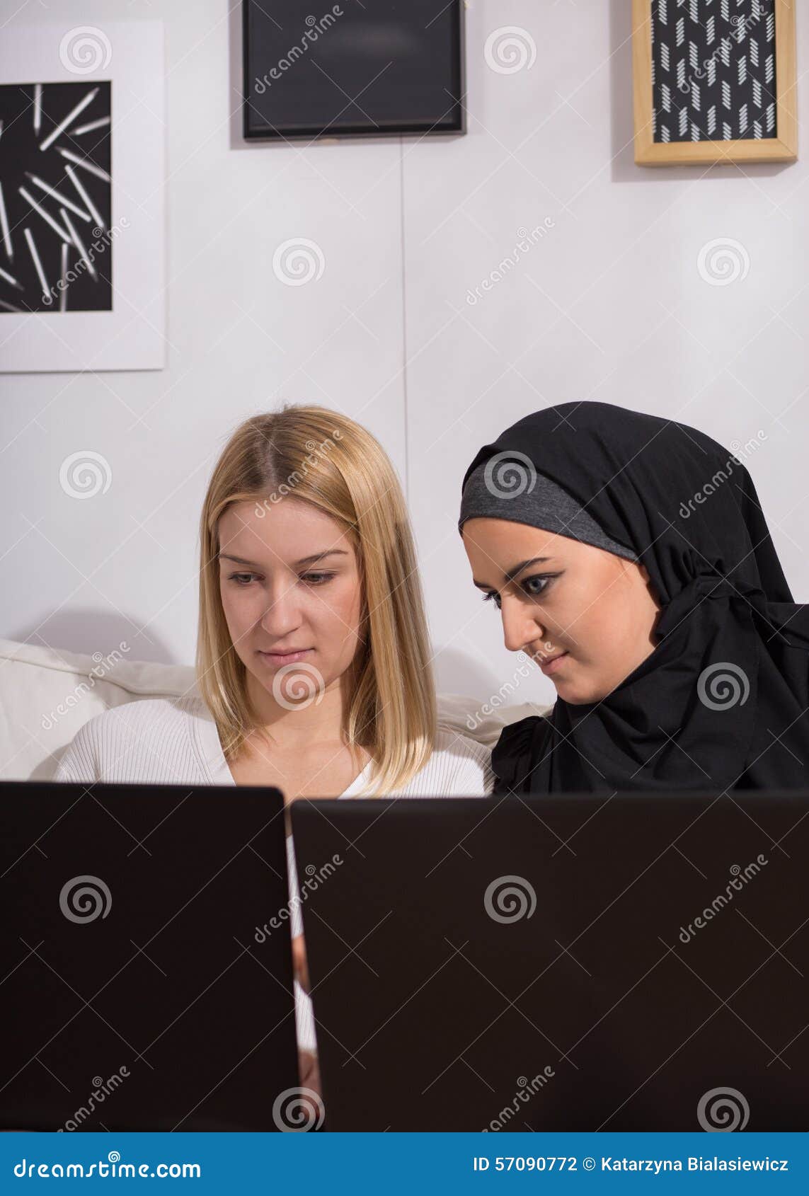 Girls and technology stock photo. Image of pretty, friendship - 57090772