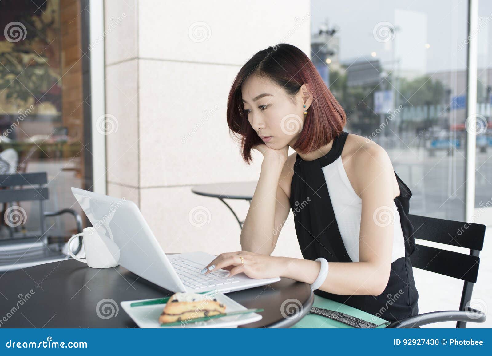 Girls use computers stock photo. Image of shop, adult - 92927430