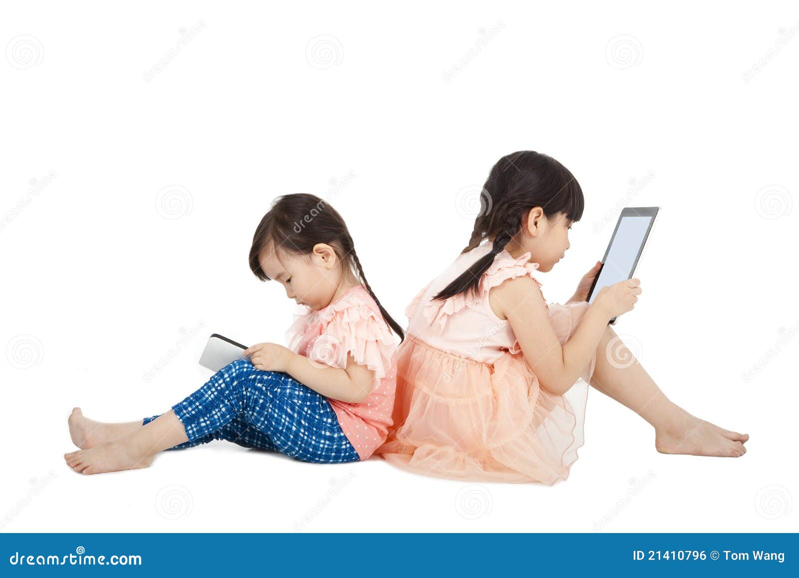 Girls Using Touch Pad and Tablet PC Stock Photo - Image of children ...