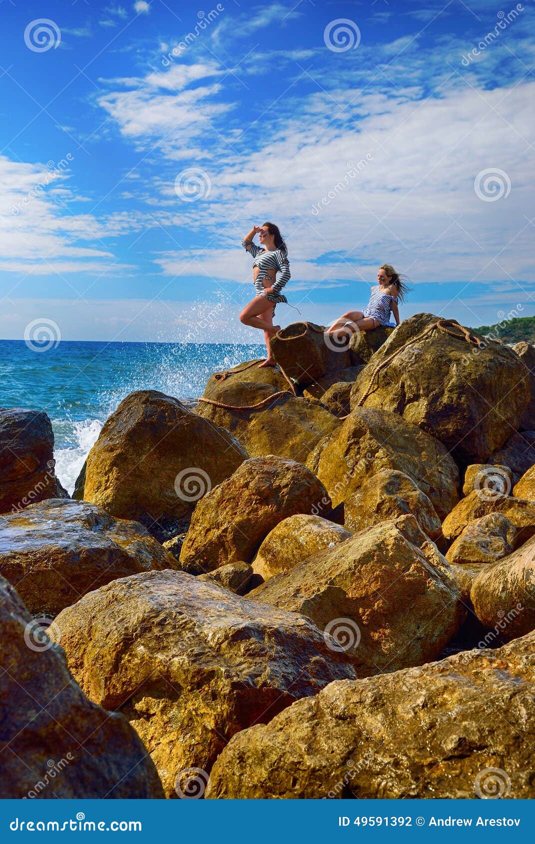Girls in a Vest after Shipwreck Stock Photo - Image of outdoors, vest ...