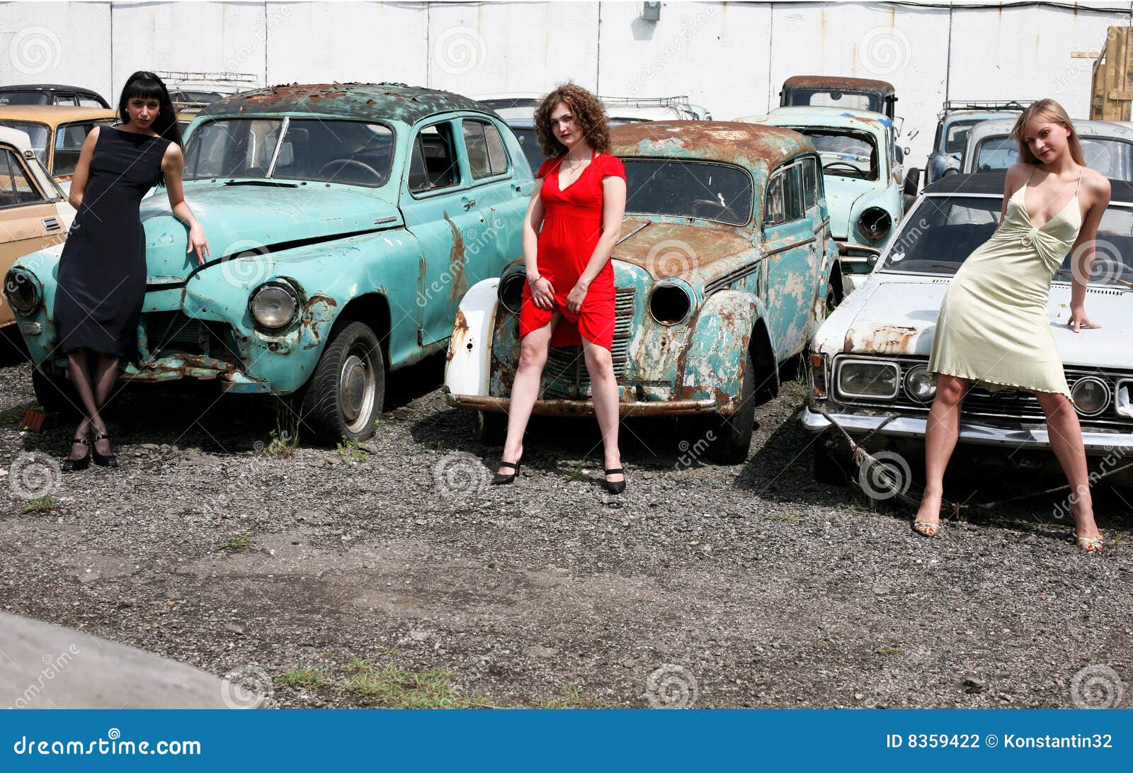 Girls With Vintage Car Stock Photography - Image: 8359422