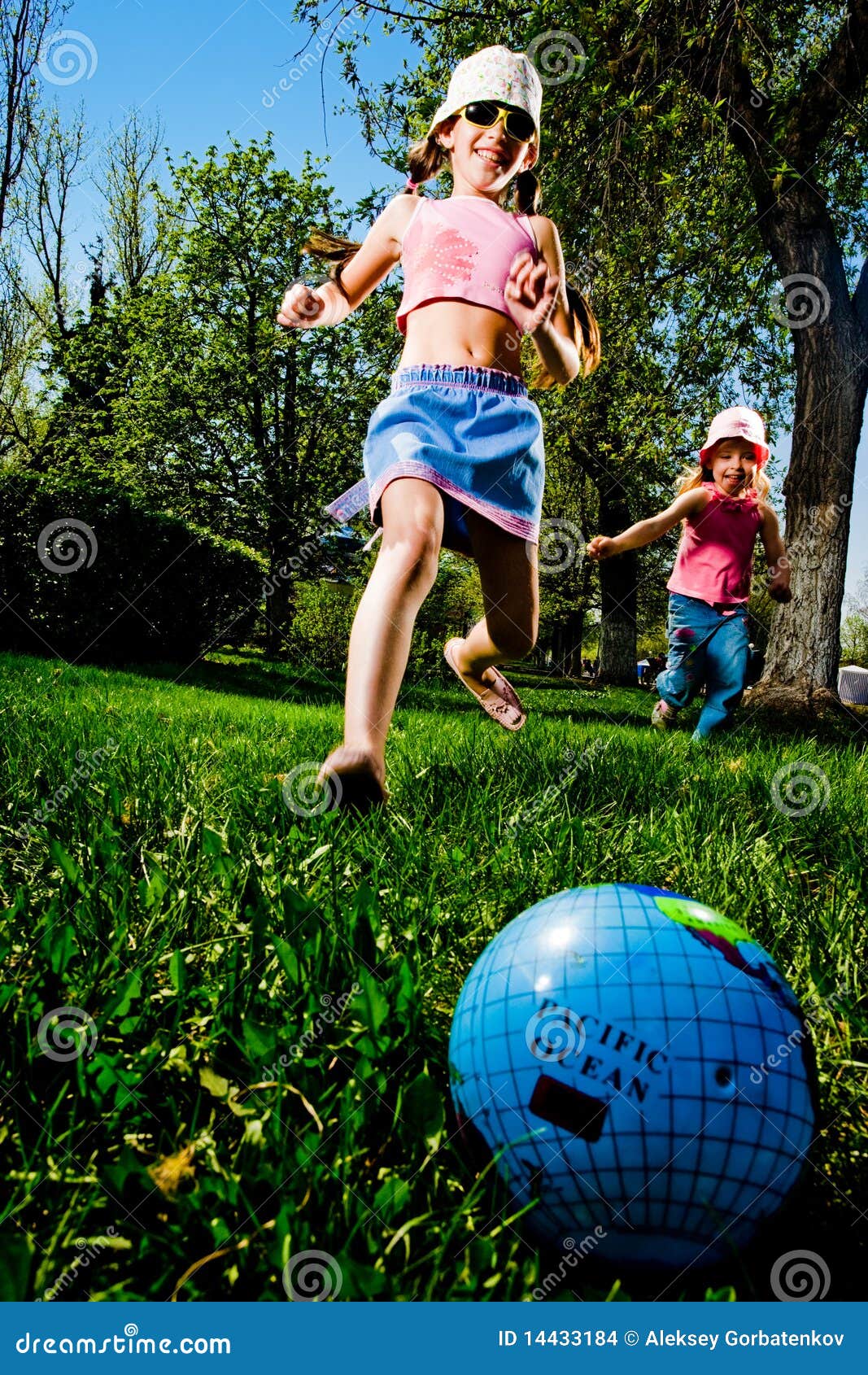 Girls on walk stock photo. Image of grass, cheerful, child - 14433184
