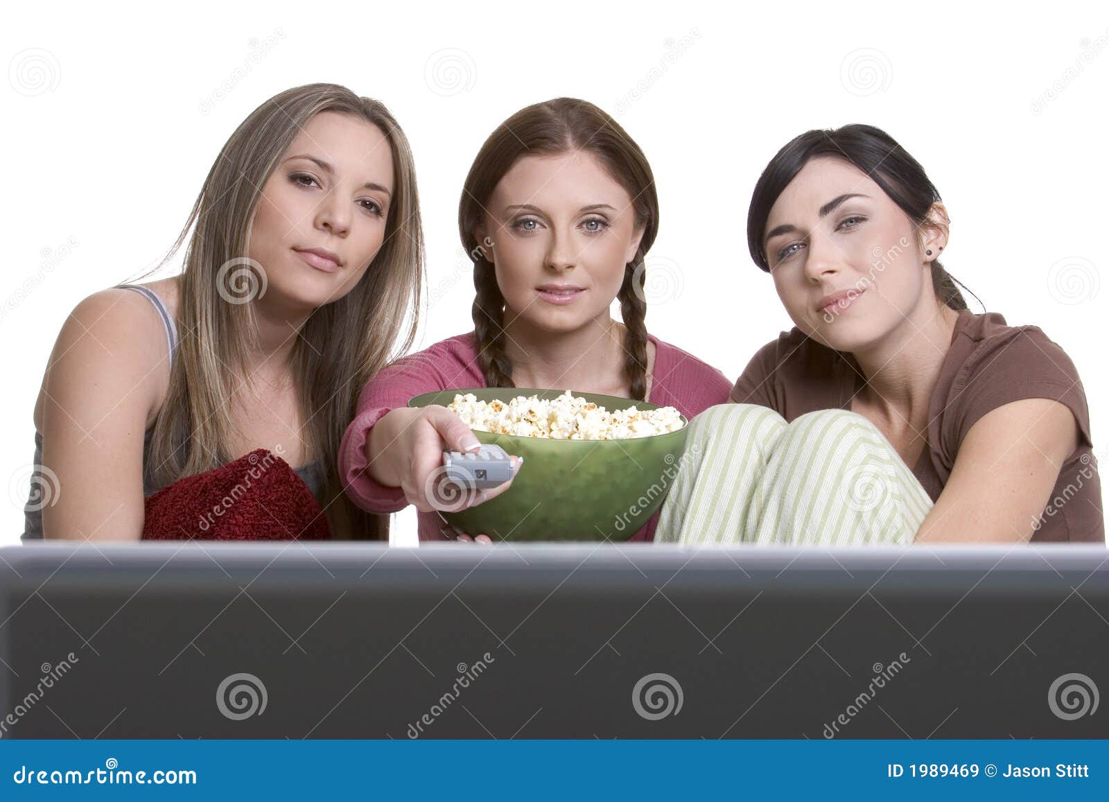 Girls Watching Television stock image. Image of smile - 1989469