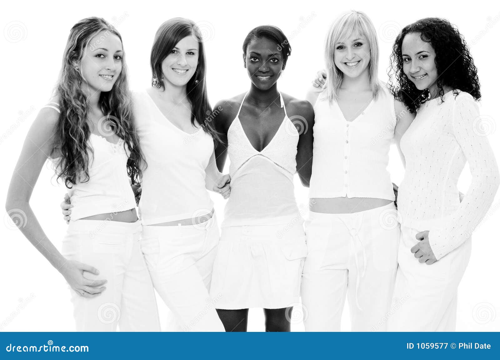 Girls in White stock image. Image of five, ethnic, racial - 1059577