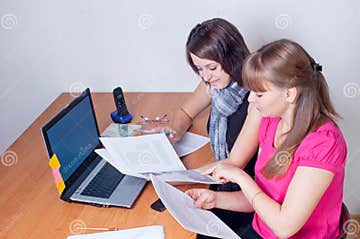 Girls work at office stock photo. Image of training, face - 16826844