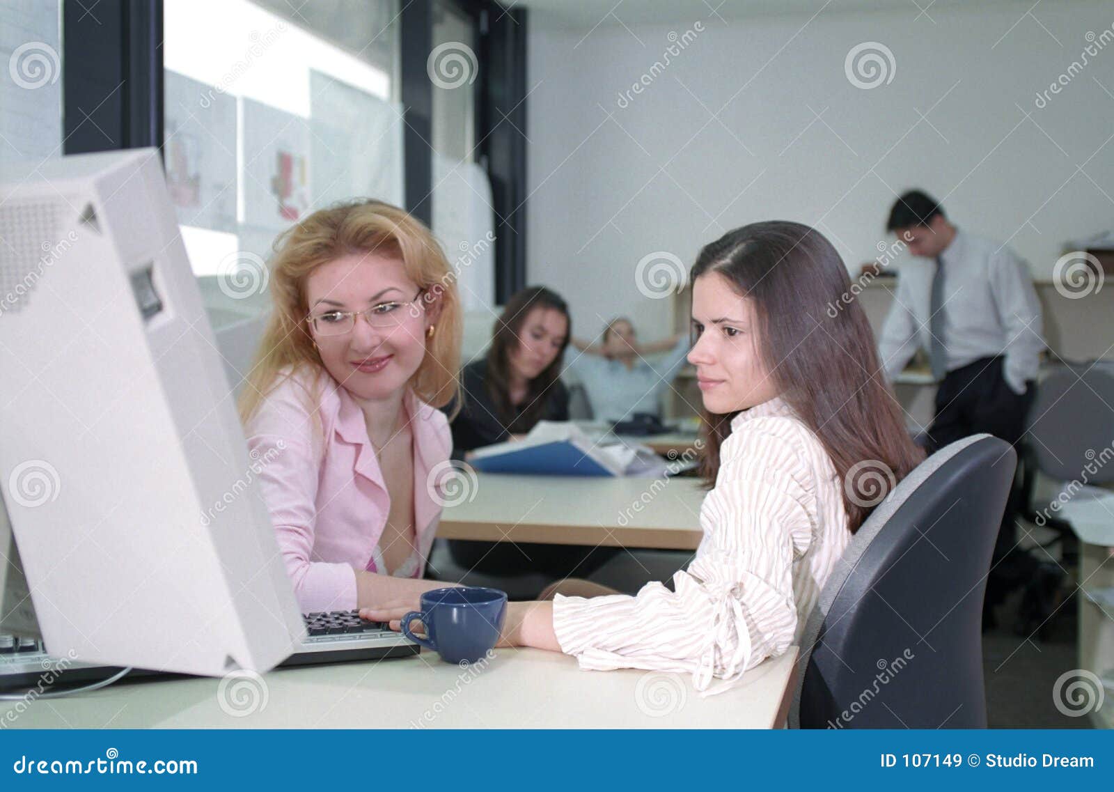 Girls working stock image. Image of office, attractive - 107149