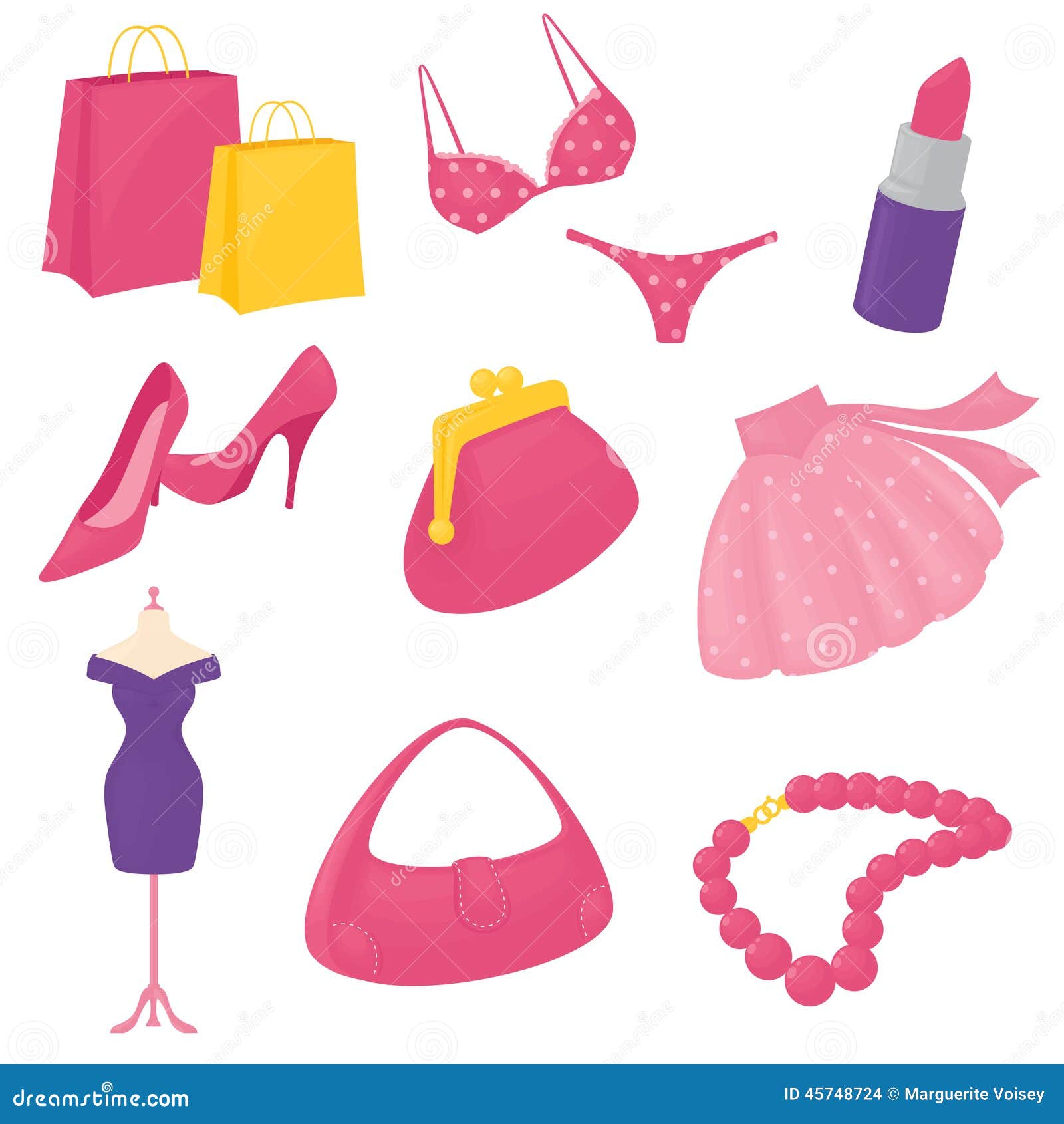 Girly Accessory Icons stock vector. Illustration of polkadot - 45748724