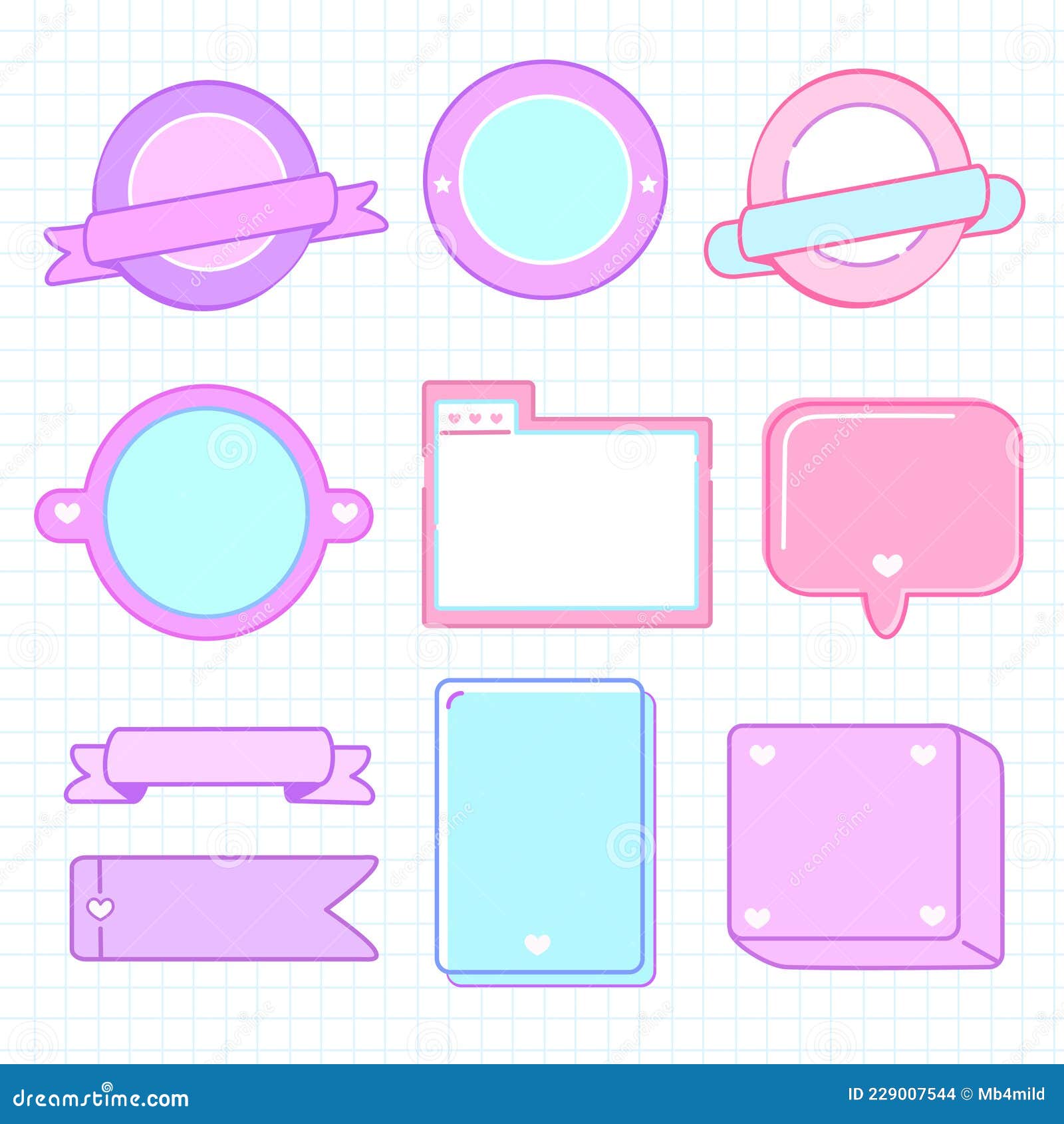 Vintage Soft Color Cute Vector Badges Set.girly Style. Stock Vector ...