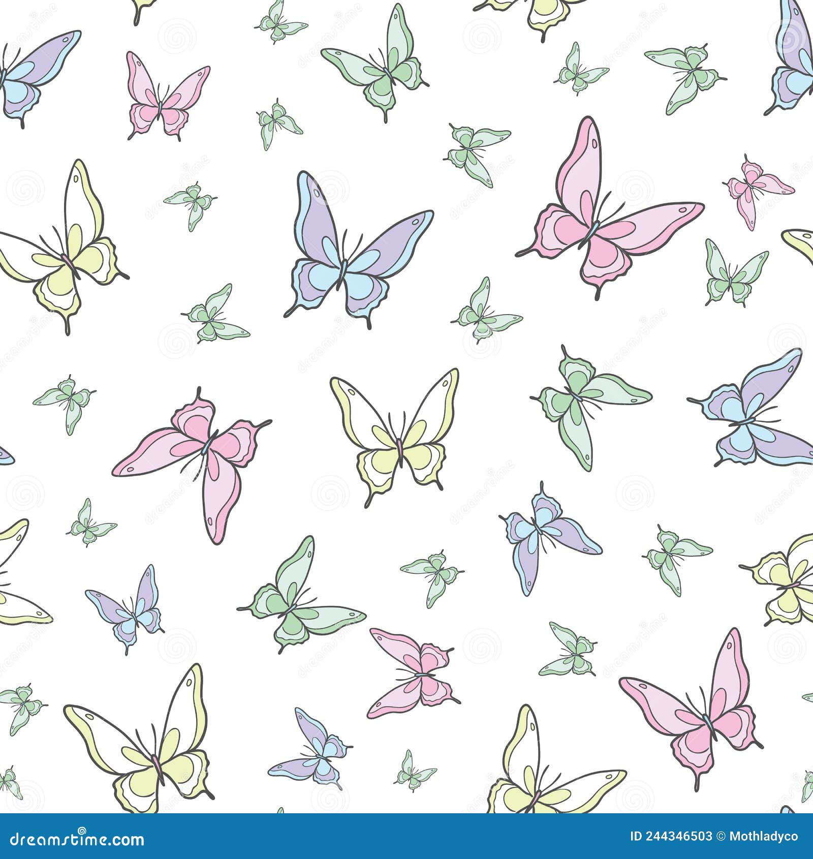 Vector Butterfly Seamless Repeat Pattern Background Stock Vector ...